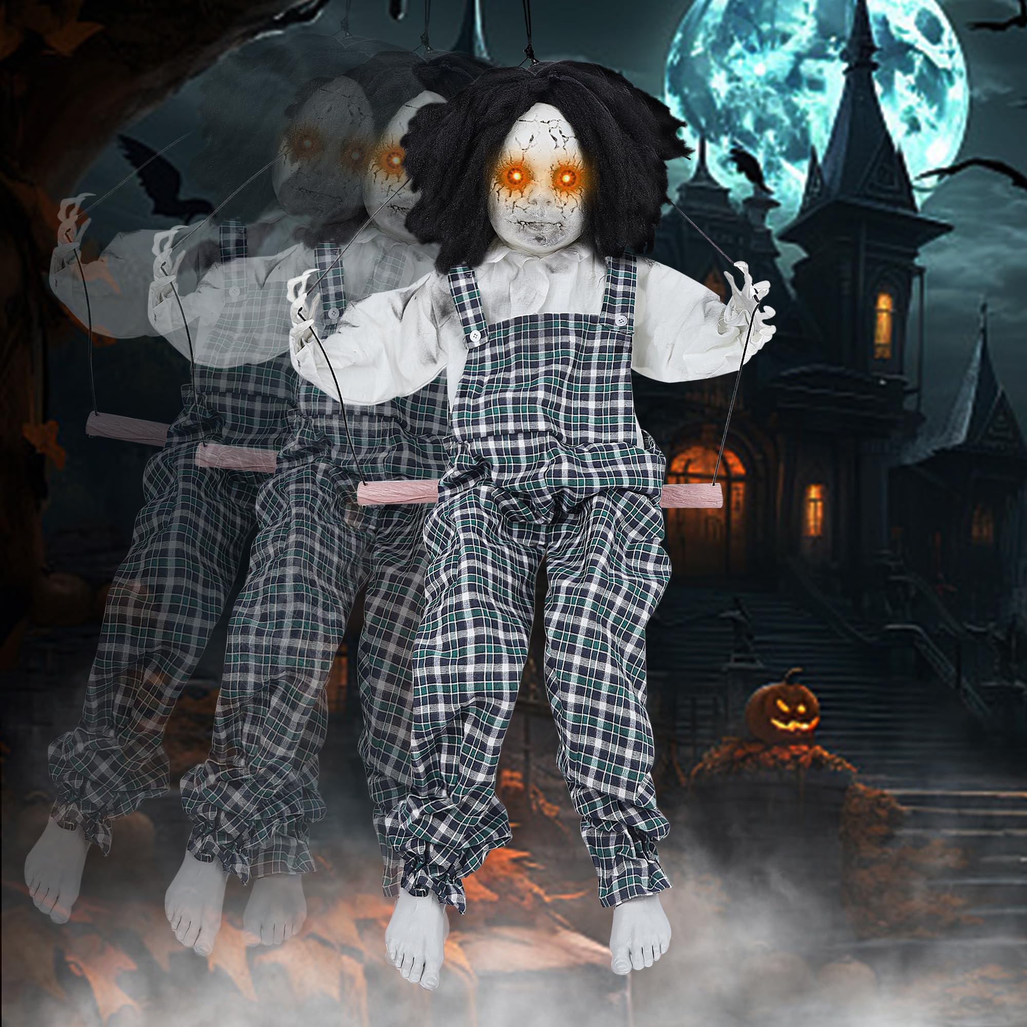 Amazon.com: Prsildan Hanging Halloween Decorations Outdoor Swing Boy ...