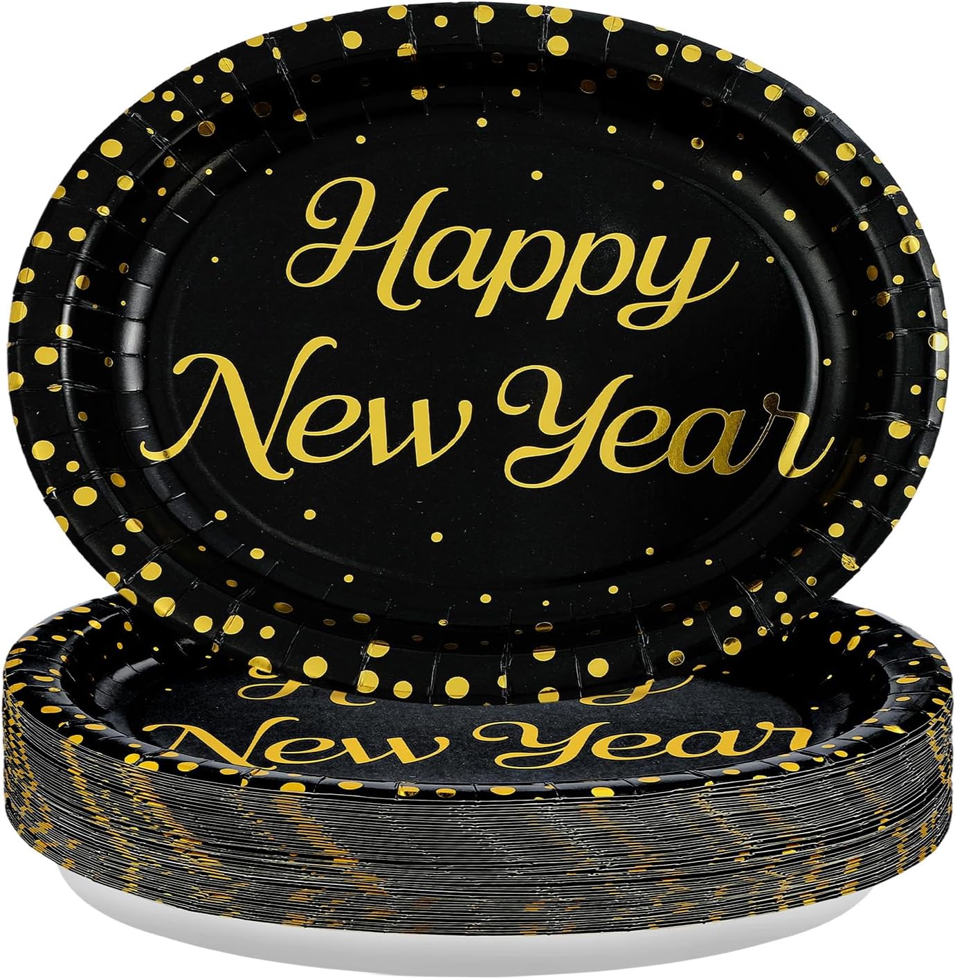 Amazon.com: 50Pcs Happy New Year Oval Paper Plates 10" x 12" Large ...