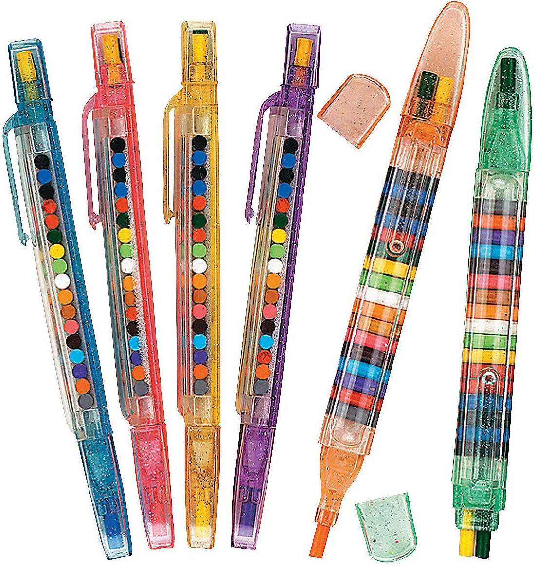 Amazon.com: Fun Express Glitter Stacking Crayons for Kids - 12 Pack of ...