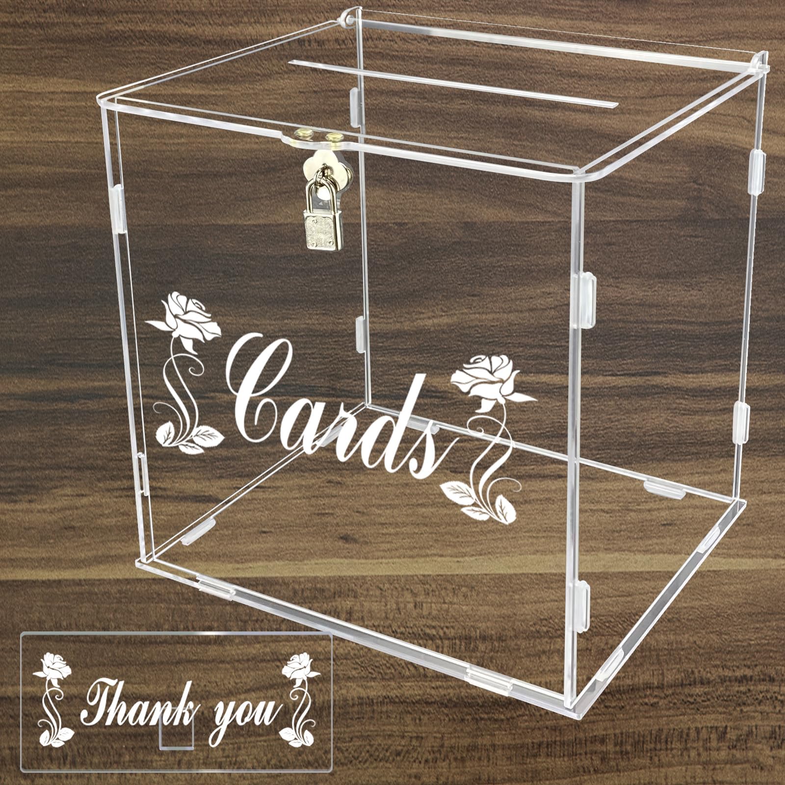 Amazon.com: RoyalDecor Personalized Acrylic Card Box with Gold Mirror ...