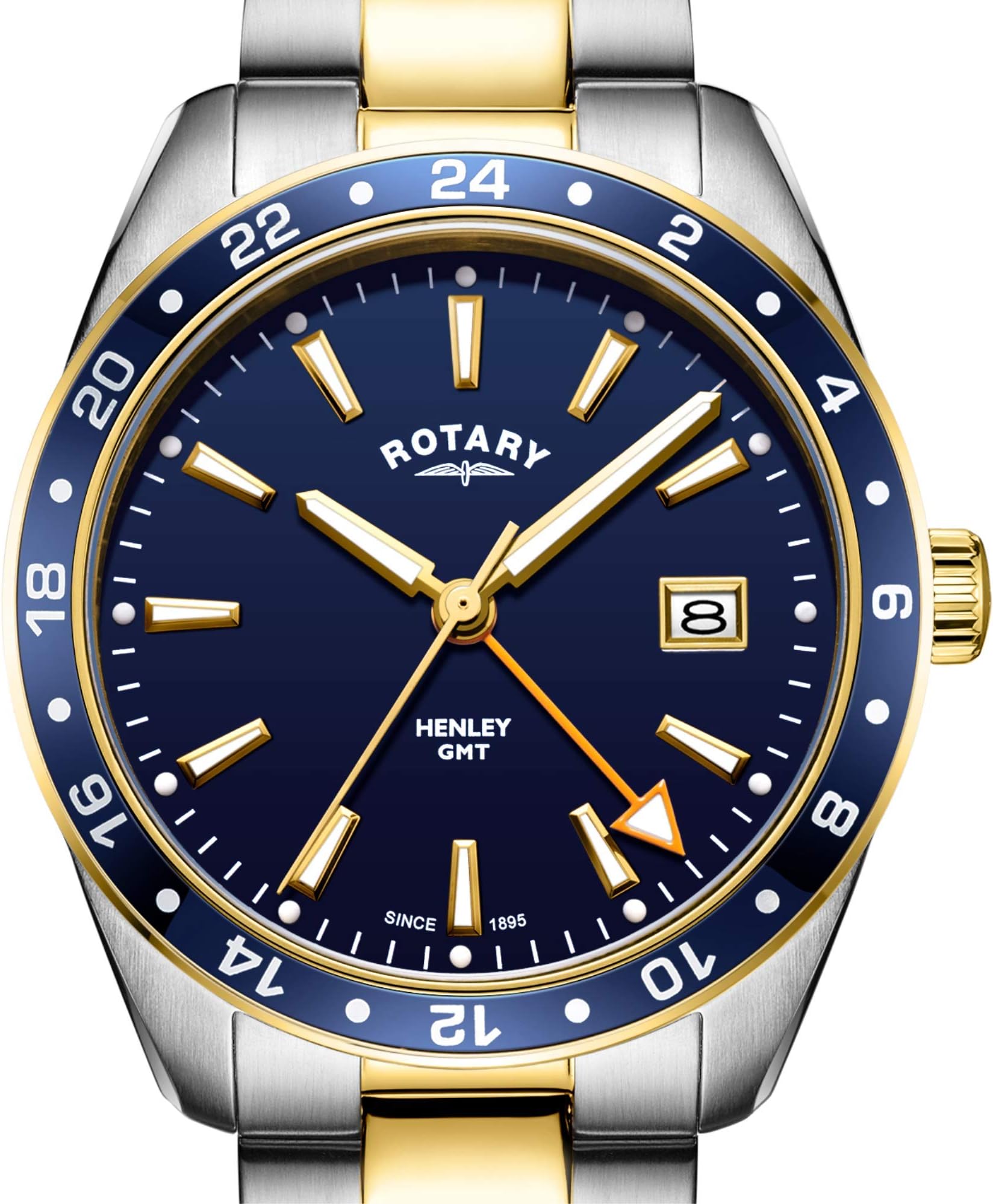 Rotary Gents Two Tone Gold GMT Henley Analogue Bracelet Watch GB05296 ...