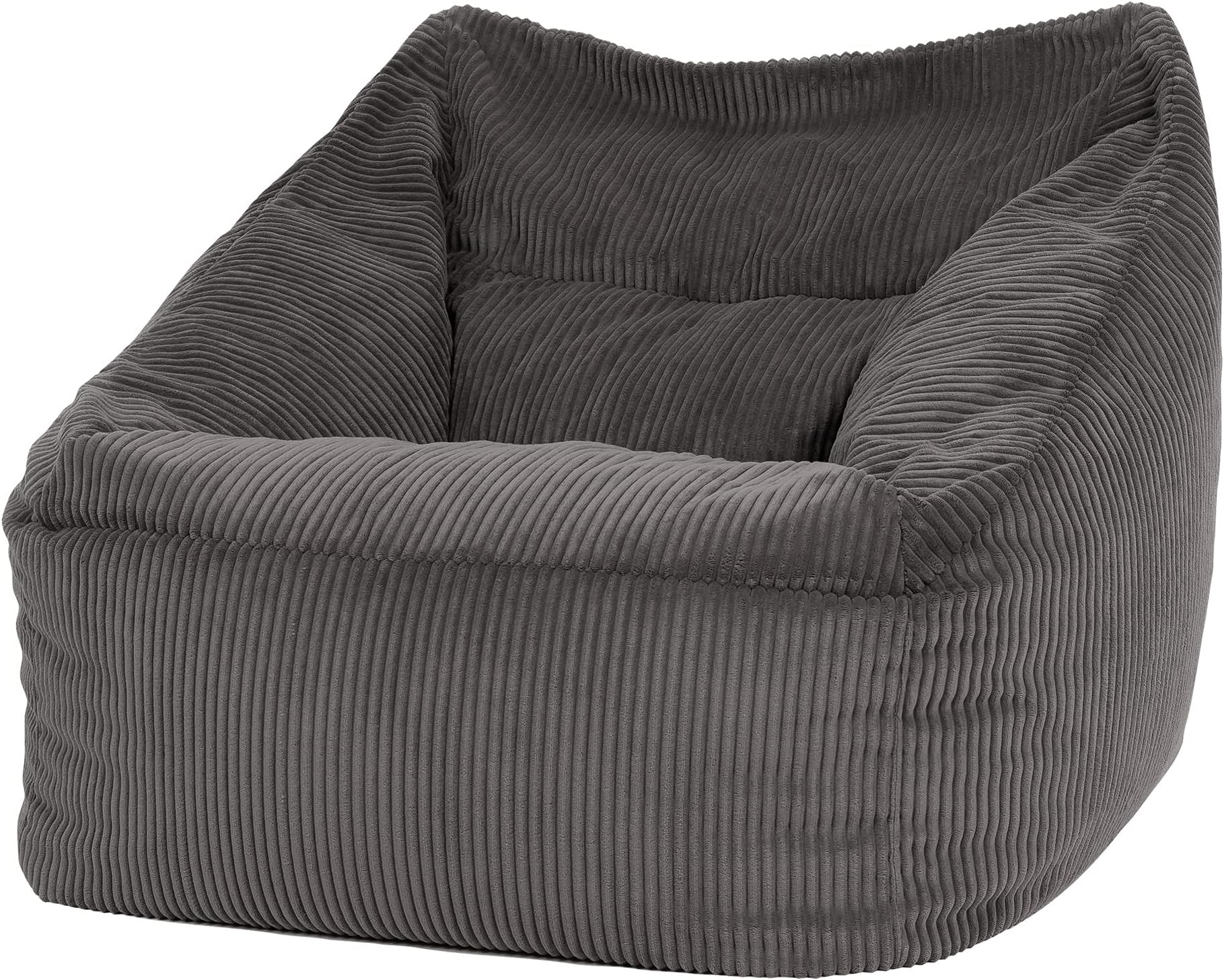 icon Cora Giant Bean Bag Chair, Charcoal Grey, Luxury Cord Adult Bean ...