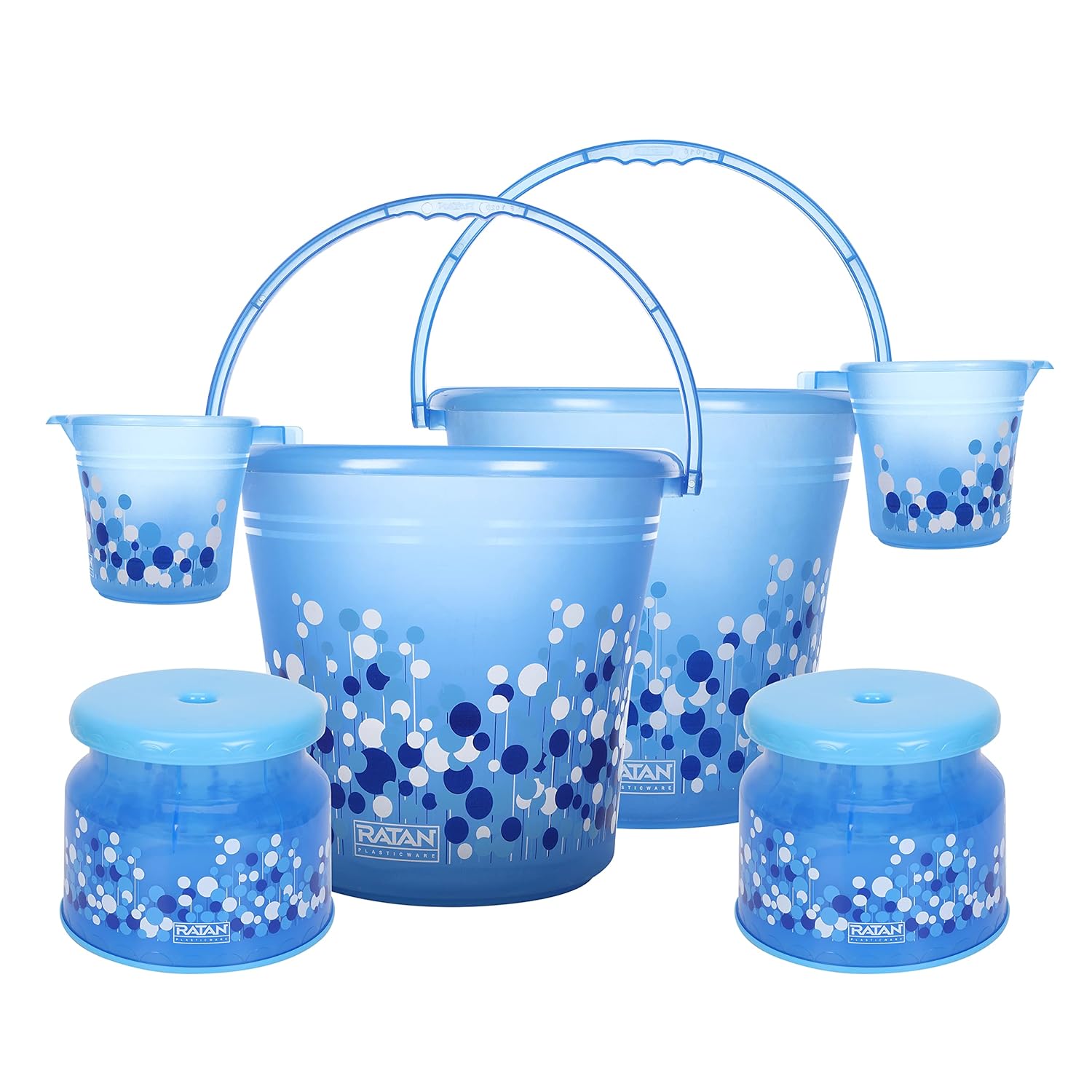 RATAN PLASTICWARE Plastic Bathroom Pack Set of 6 Combo 2 Bucket 18L + 2 ...