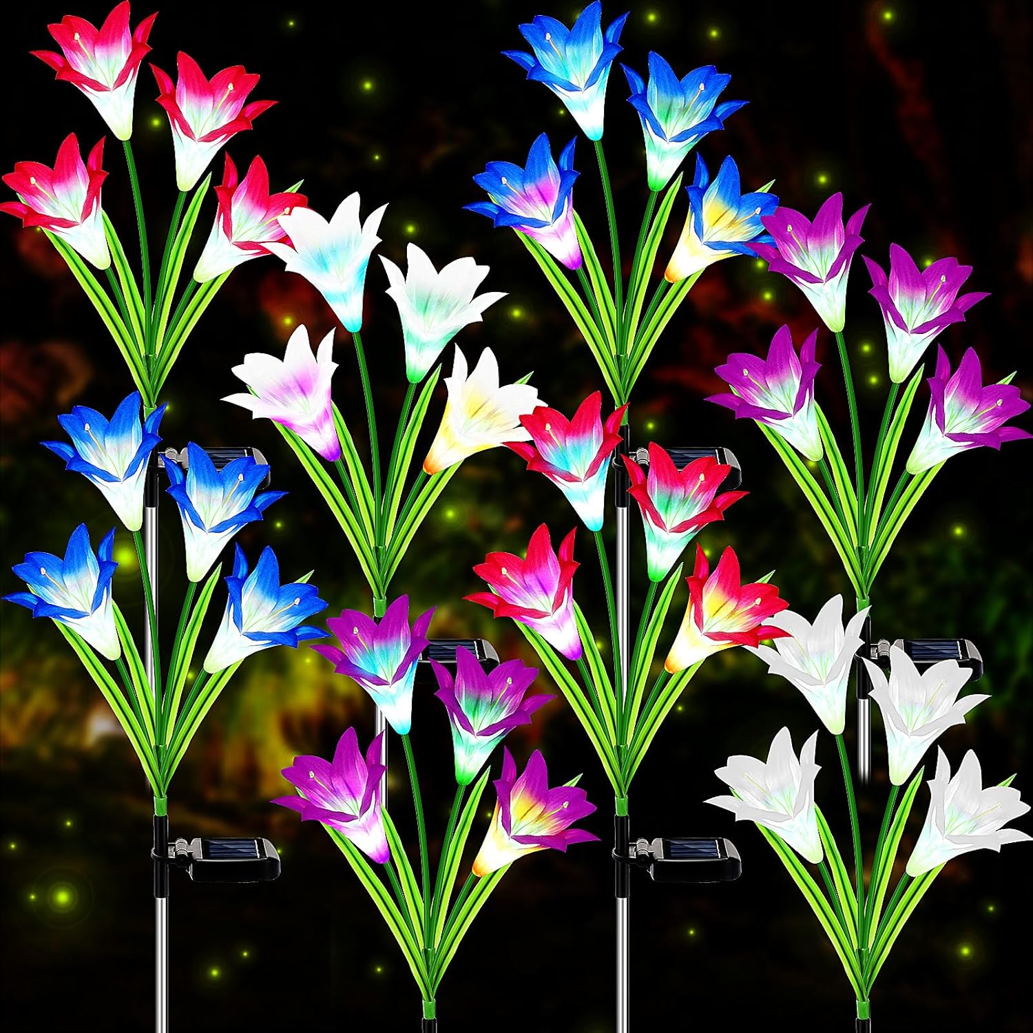 Retisee 8 Pcs Solar Lights Outdoor Solar Flower Lights with 32 Lily ...