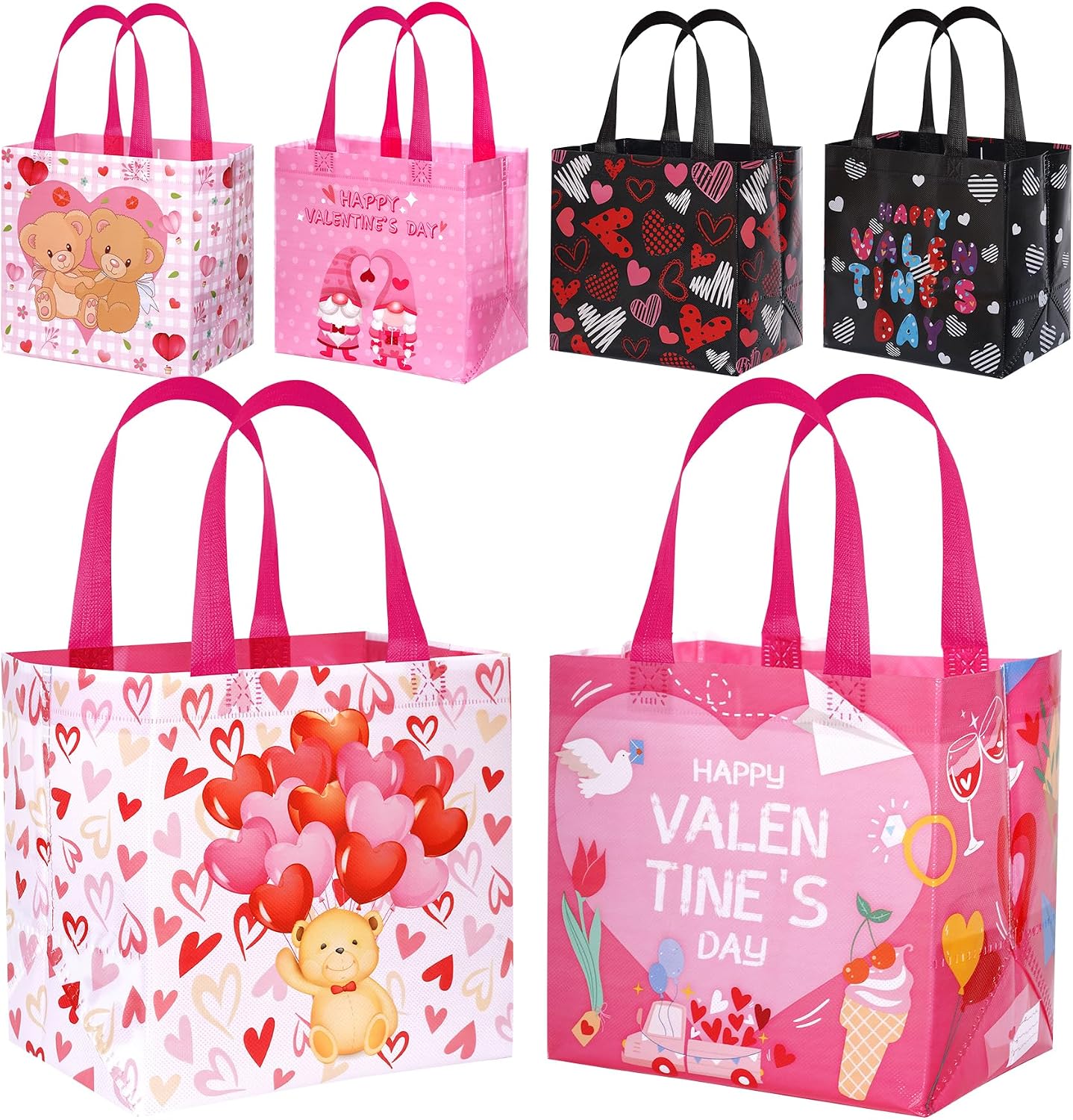 Amazon.com: Rthjsfj 6Pcs Valentine's Day Gift Bags with Handles, Non ...