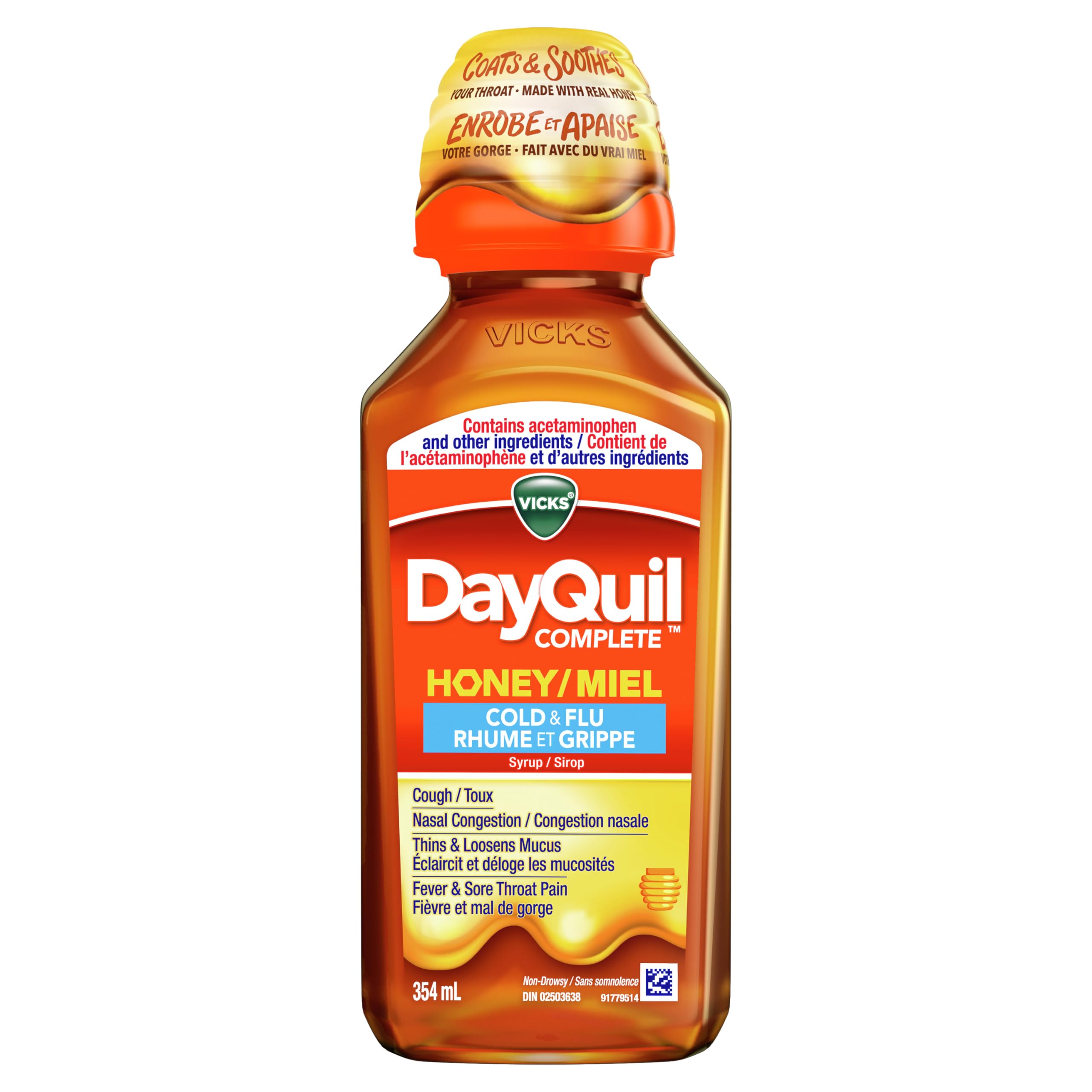 Vicks DayQuil COMPLETE Cold and Flu Medicine, Liquid Medicine,Honey ...