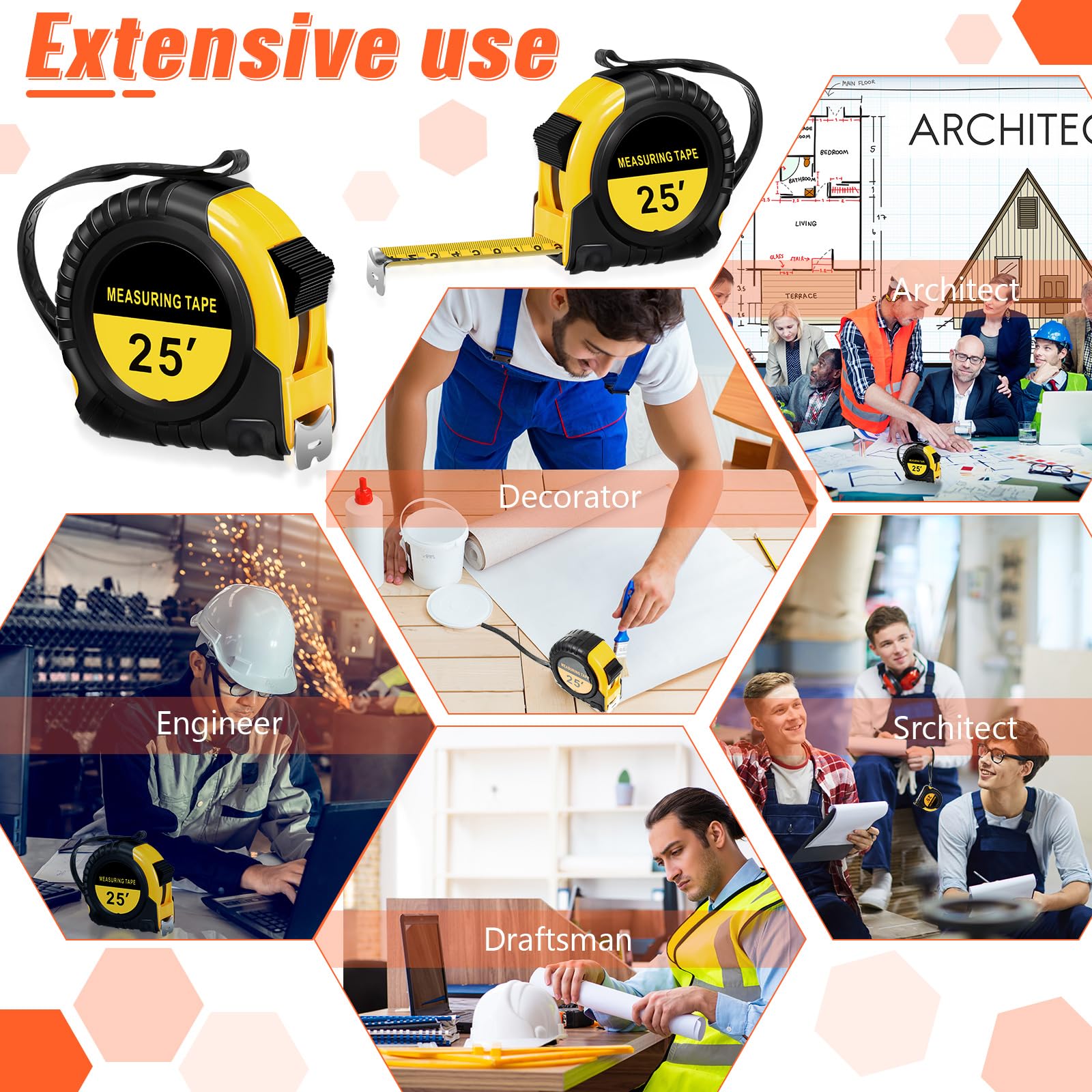 Copkim 10 Pieces Tape Measure Retractable and Easy Read Measuring Tape ...