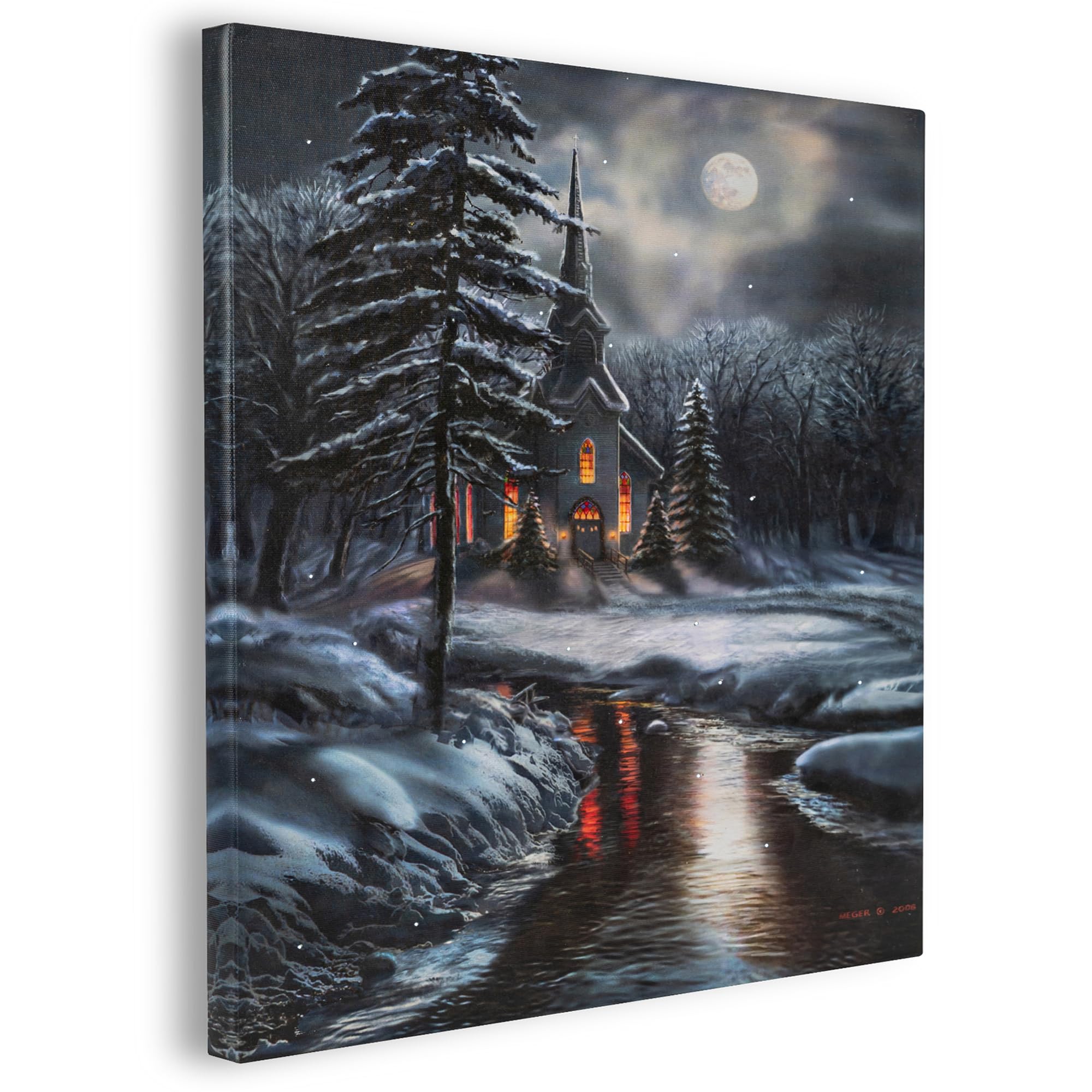 Amazon.com: DEMAGNNIE Lighted Winter Church Picture, Wall LED Canvas ...