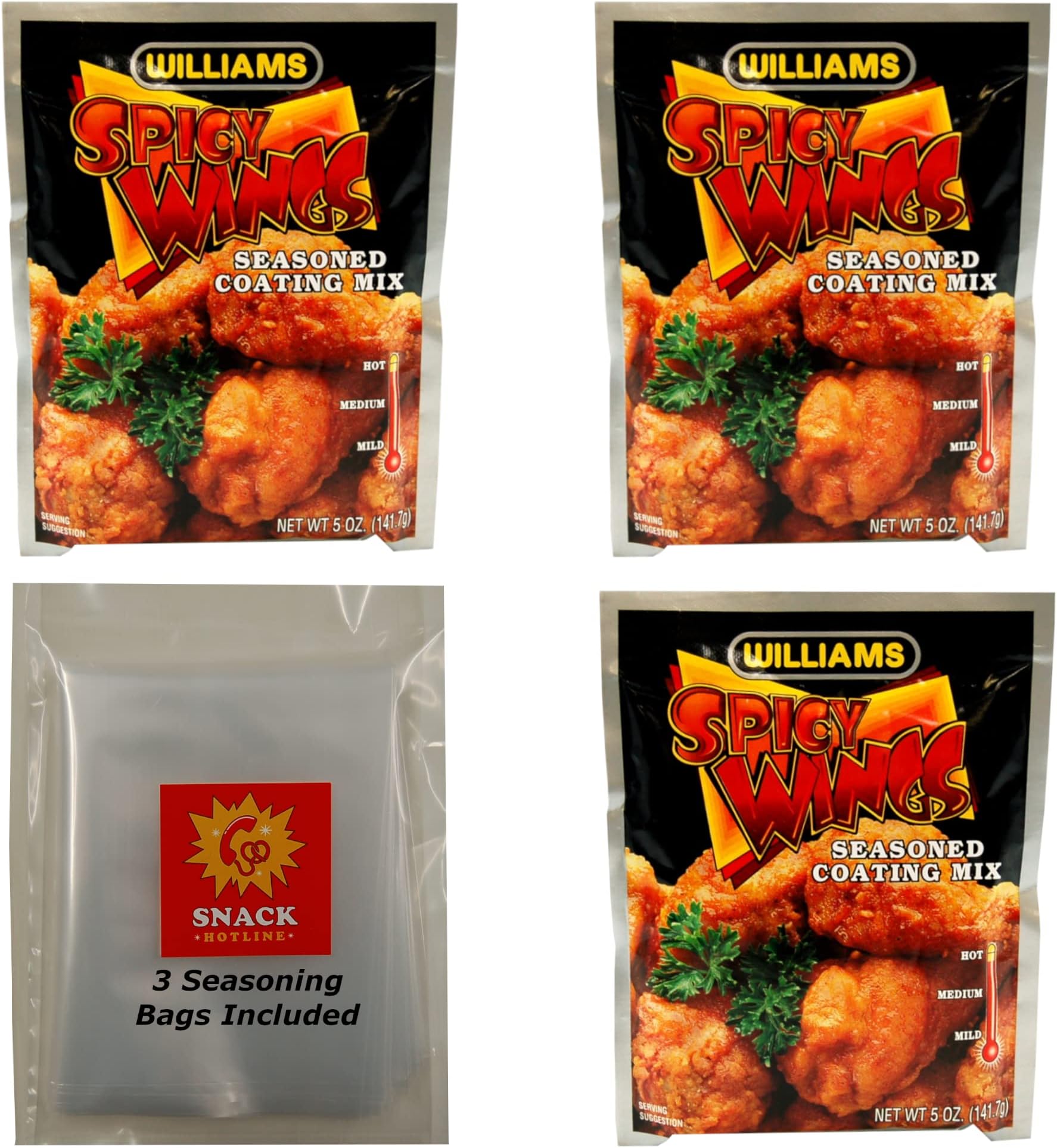 Amazon.com : Williams Spicy Wings Seasoned Coating Mix - 3 Pack plus ...