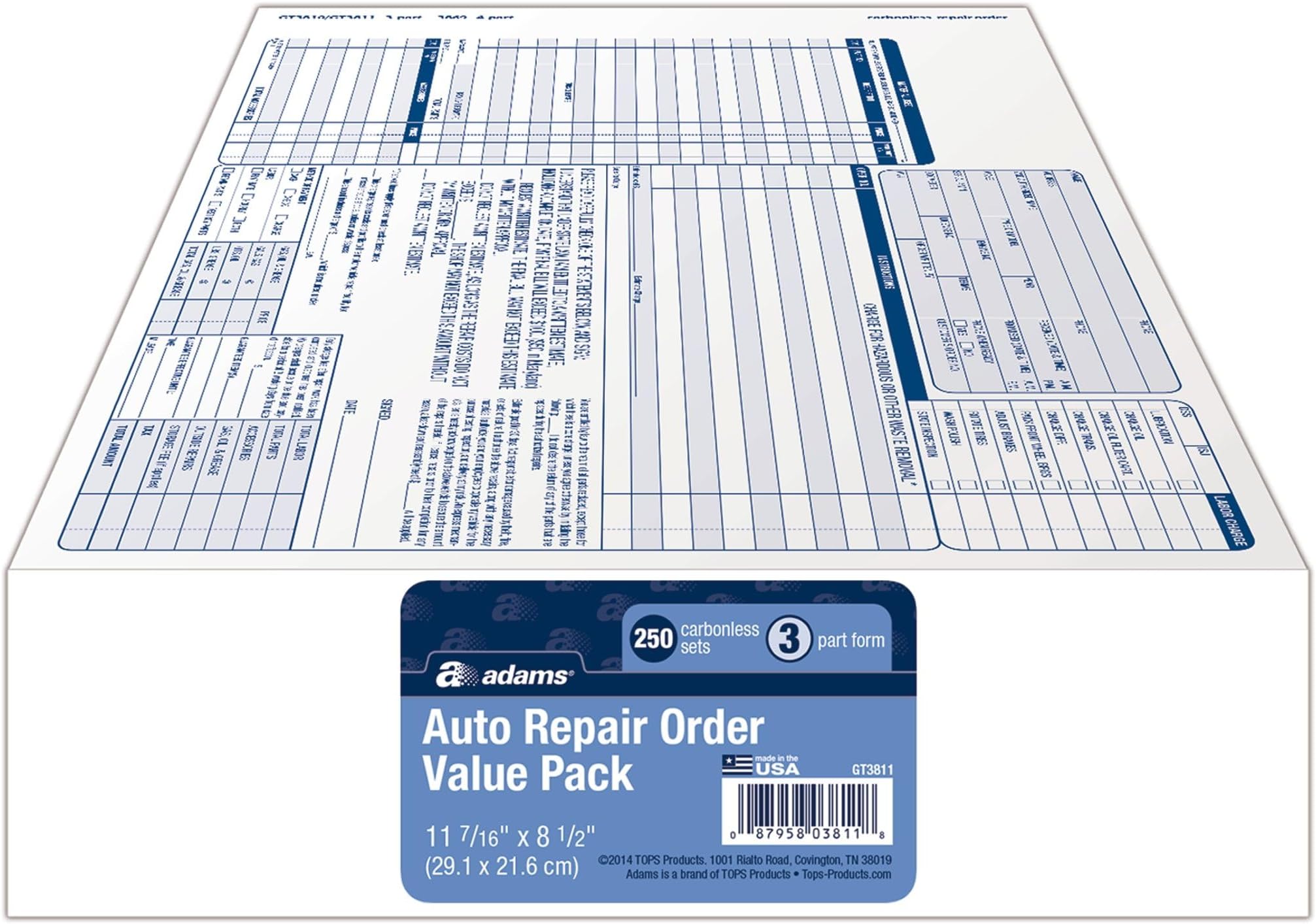 Amazon.com : Adams Garage Repair Order Forms, 8.5 x 11 Inch, 3 Parts ...
