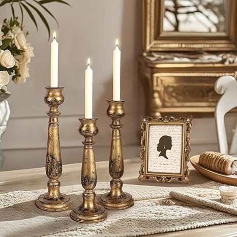 Amazon.com: AELS Tall Candle Holders Set of 3, Rustic Candlestick ...