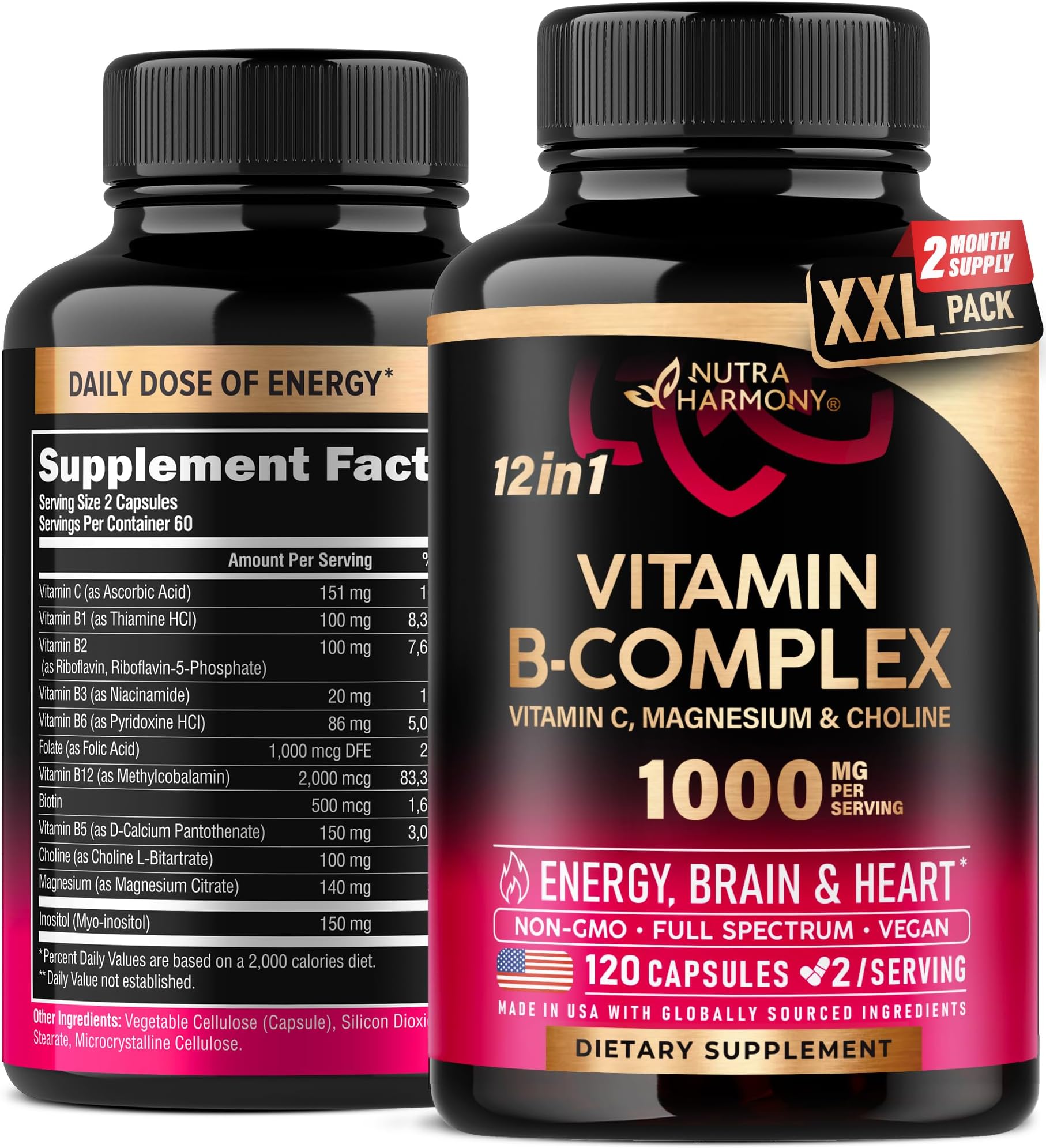 Amazon.com: Vitamin B Complex with Vitamin C & Folic Acid (Folate) - 8 ...