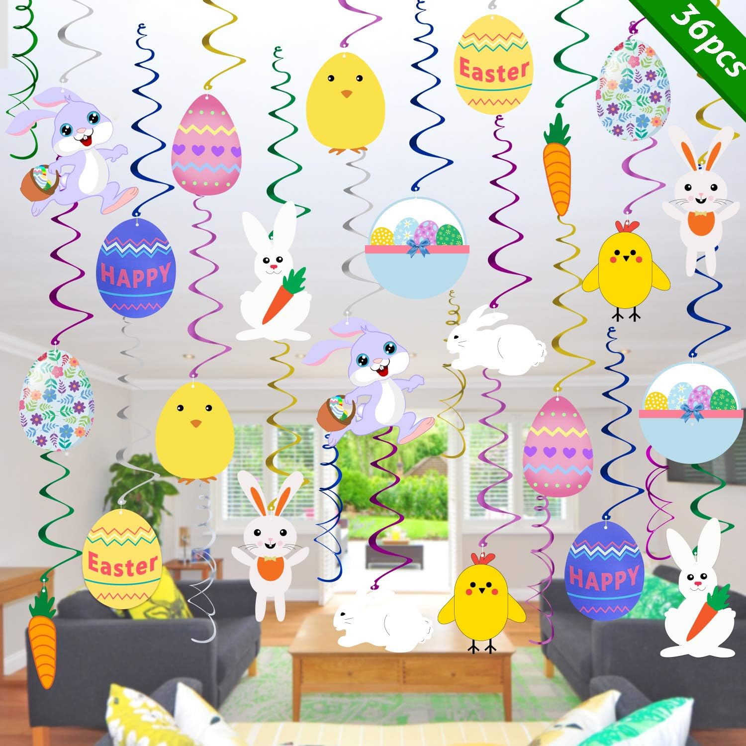 Amazon.com: Easter Hanging Swirl Decorations - Pack of 36 | Easter ...