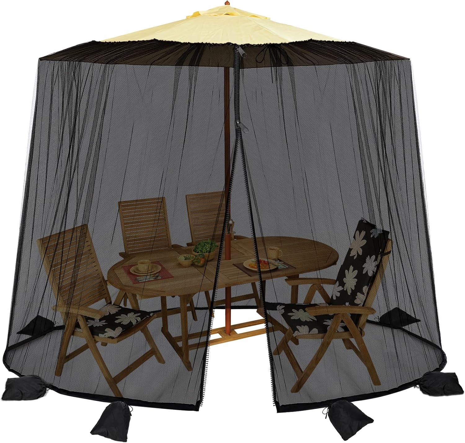 Amazon.com : 7.5-11 ft Patio Umbrella Mosquito Net with 6pcs Sandbags ...