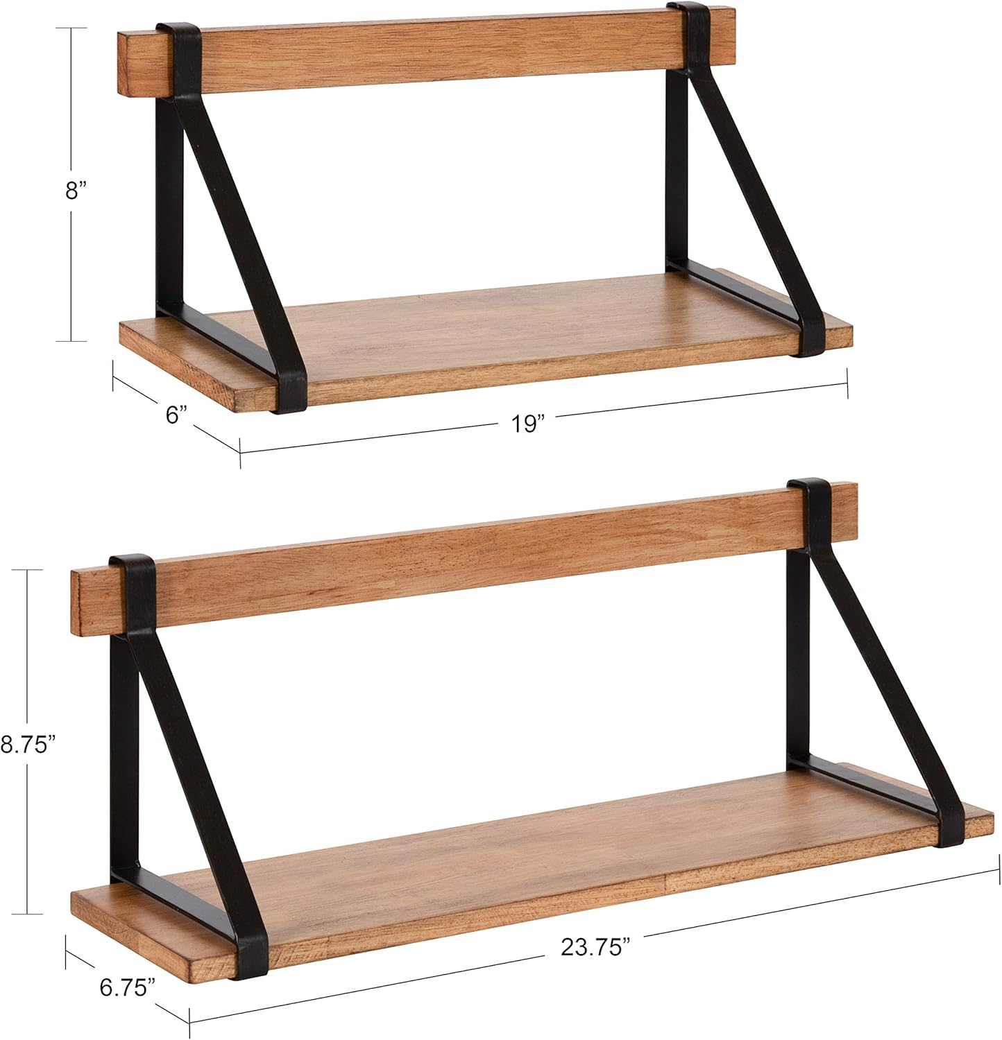 Buy Kate and Laurel Willmann Farmhouse Wall Shelf, Set of 2, Rustic ...