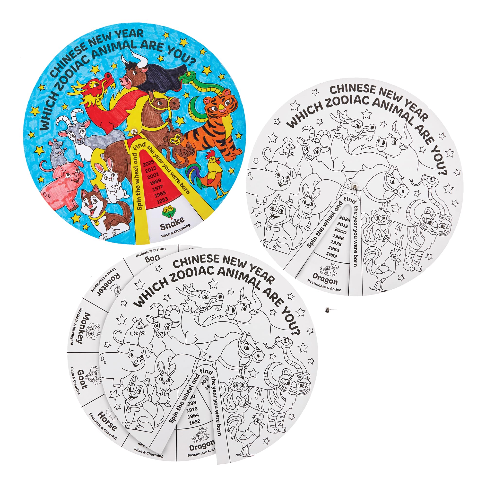 Baker Ross FN357 Chinese New Year Zodiac Animal Colour in Wheel Kits ...