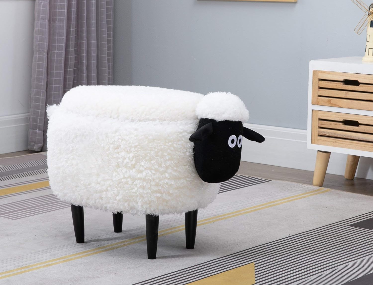 Hallowood Furniture Upholstered Sheep Foot Stool for Kids and Adults in ...