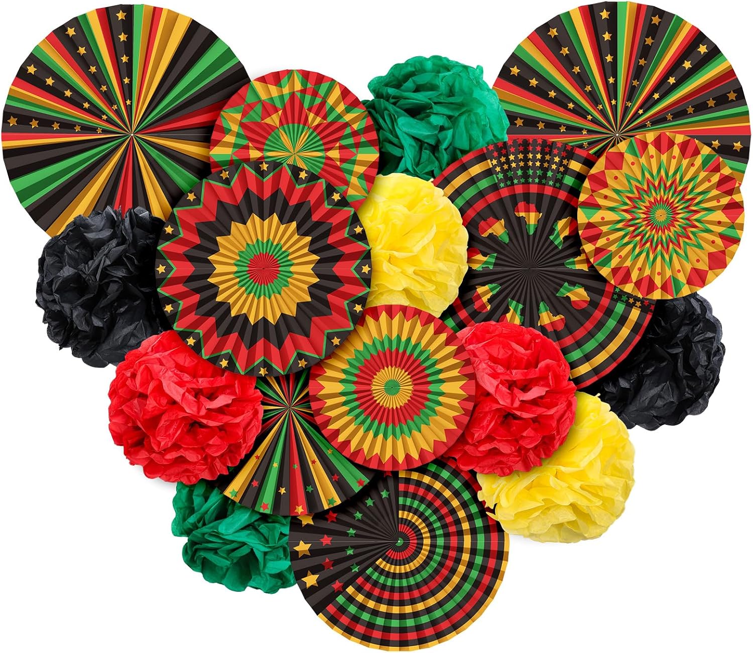 Amazon.com: Whaline 17Pcs Juneteenth Decorations Hanging Paper Fans ...
