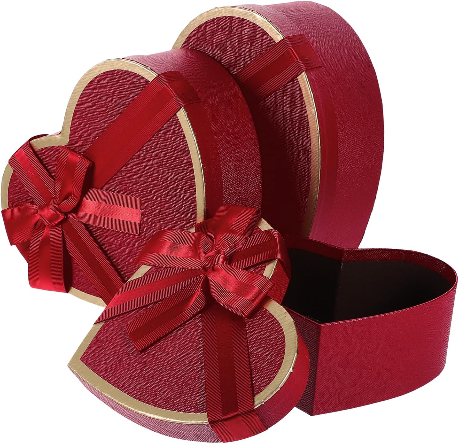 Amazon.com: VOSAREA 3PCS Red Heart Shaped Boxes with Lids - Boxes for ...