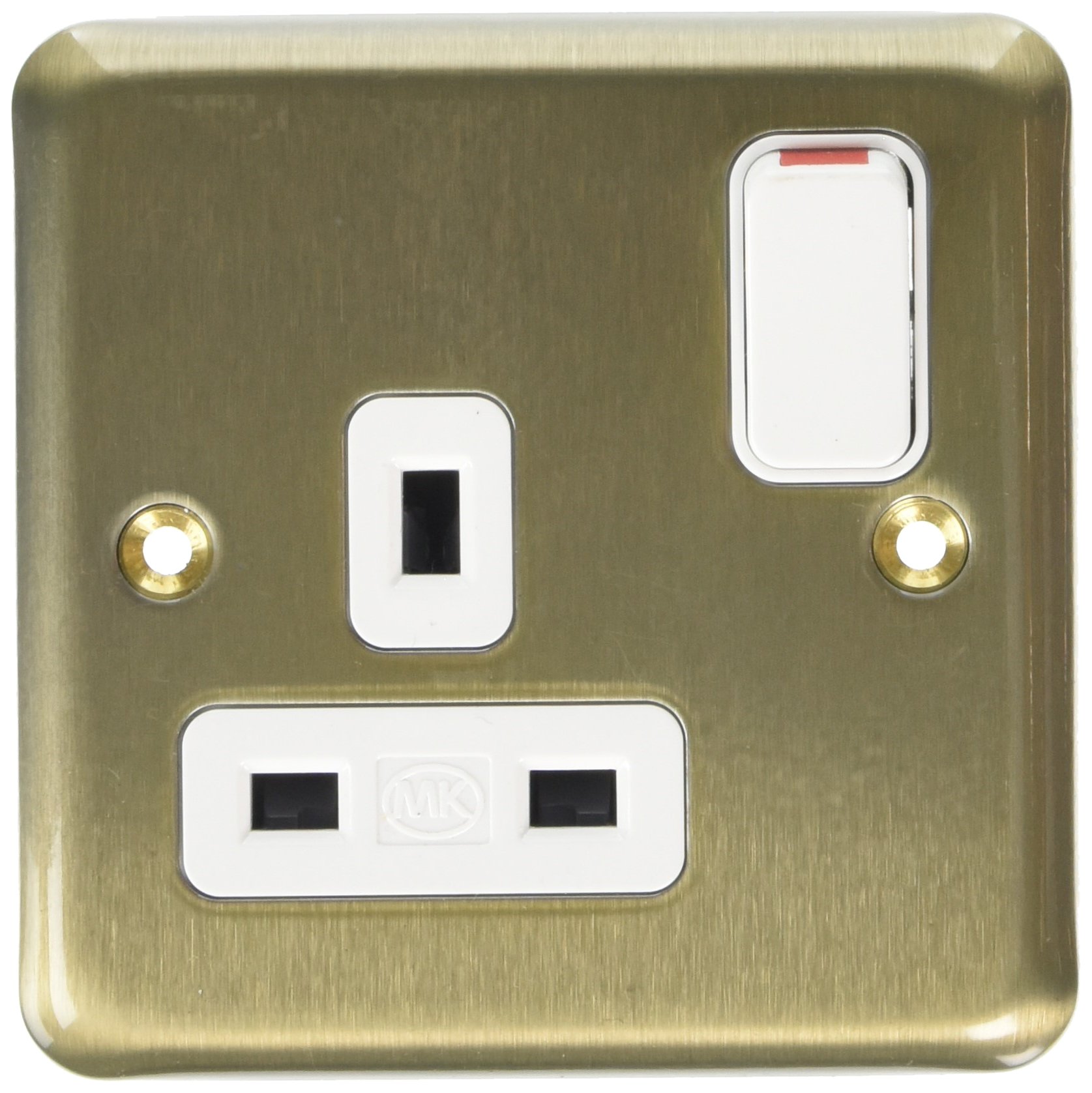 MK K2958SAG Single Dual Earth Switch Socket with Double Pole - Satin ...