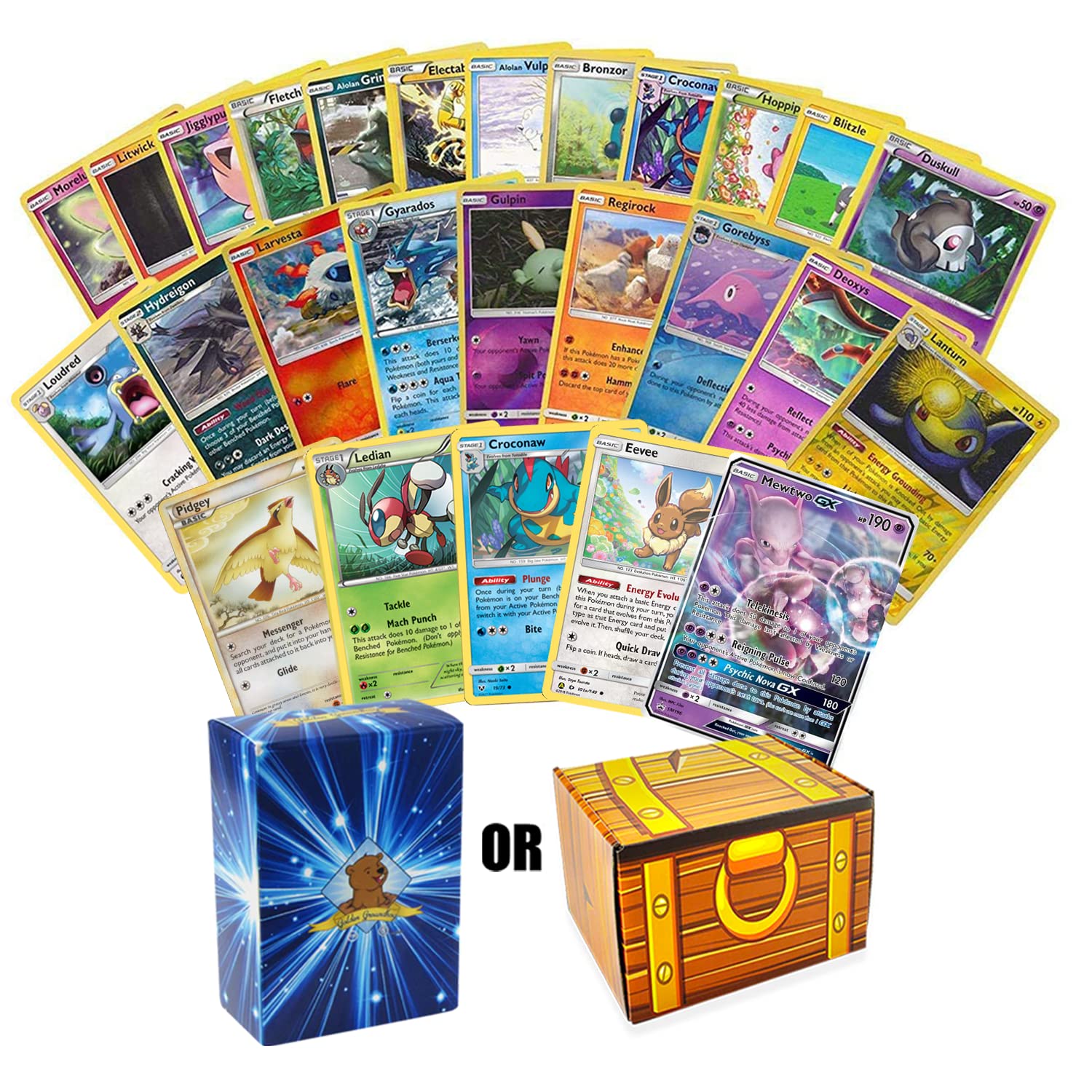 Buy Golden Groundhog TCG Deck Box Bundled with 50 Assorted Pokemon ...