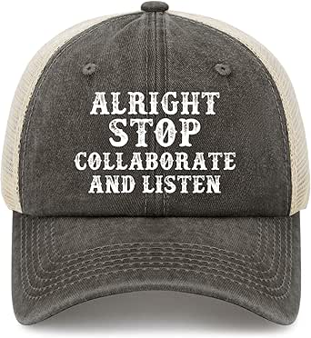 Alright Stop Collaborate and Listen Hat Funny Trucker Hats Women Dad ...