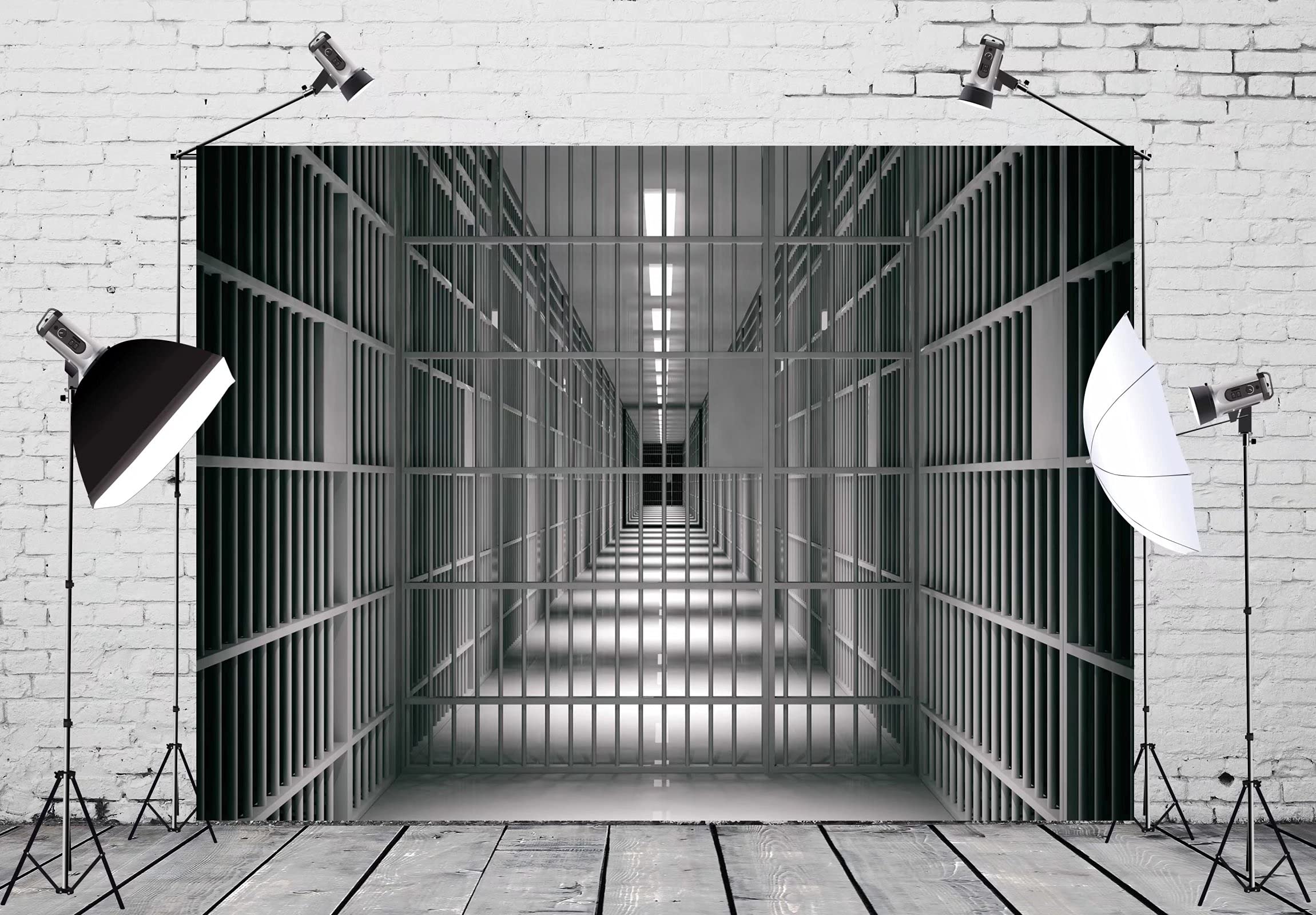 Buy CORFOTO Fabric 5x3ft Jail Backdrop Corridor Scene Prison Cage ...