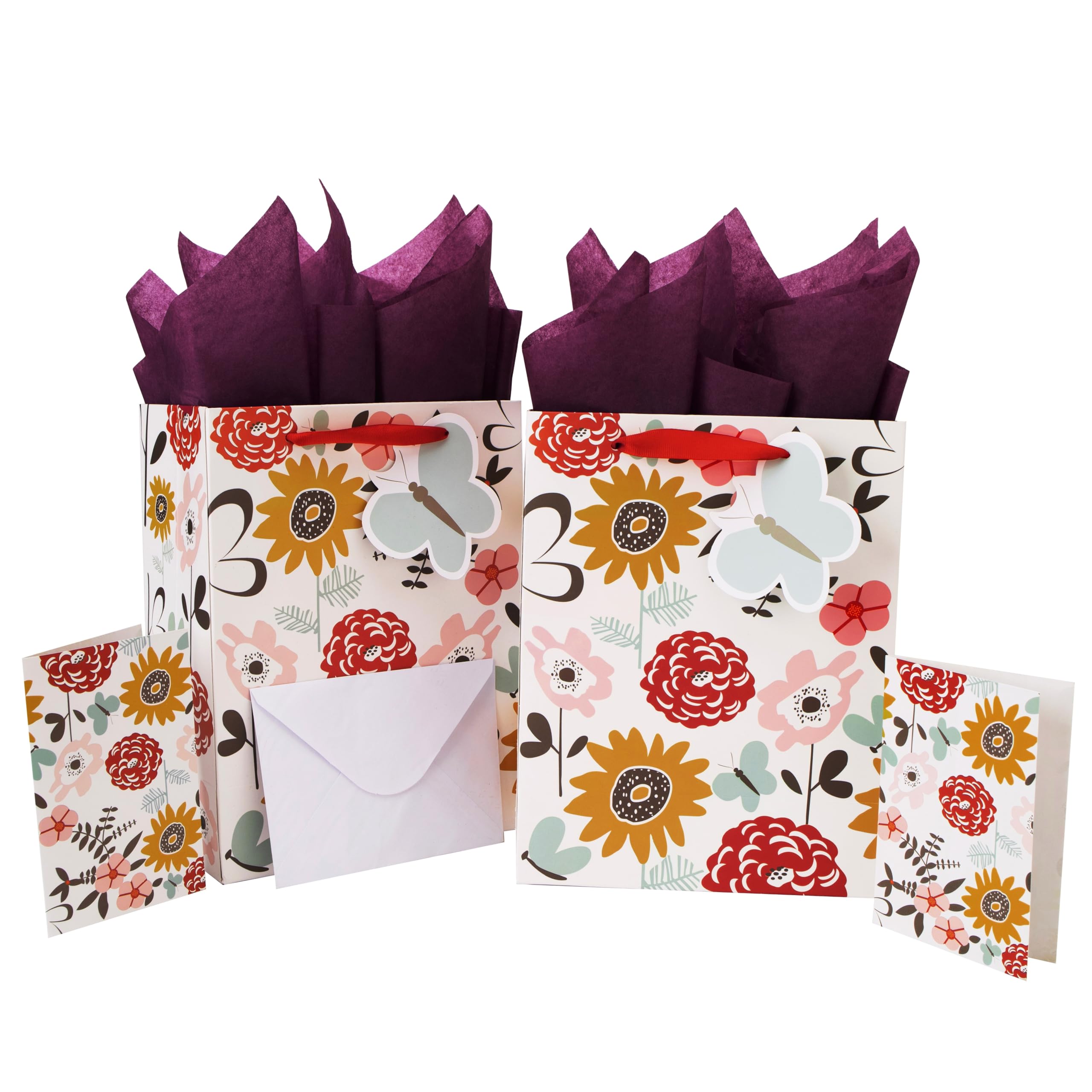 Amazon.com: 2 pack 10.6” Medium Gift Bags Set with Greeting Card and ...