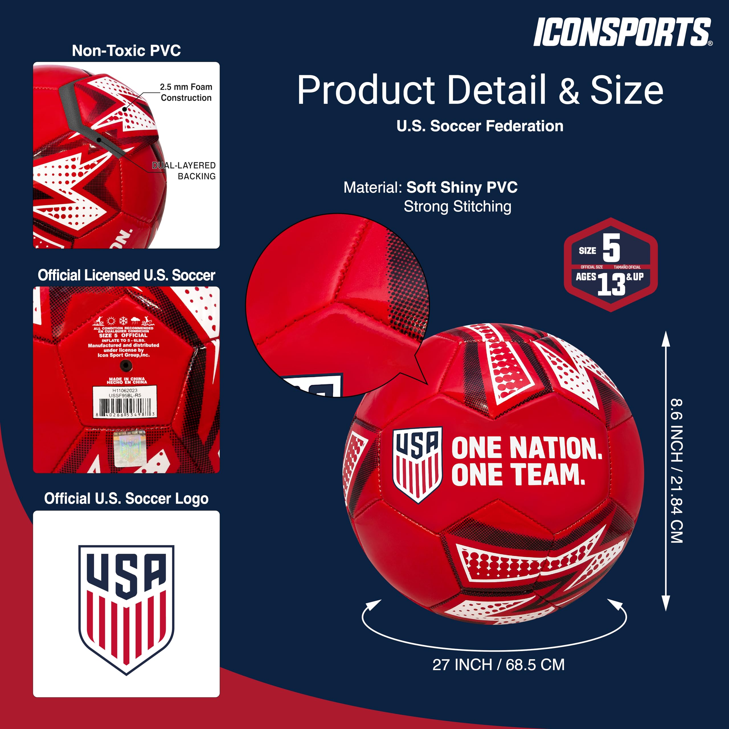 Snapklik.com : Icon Sports Officially Licensed US Soccer Federation ...