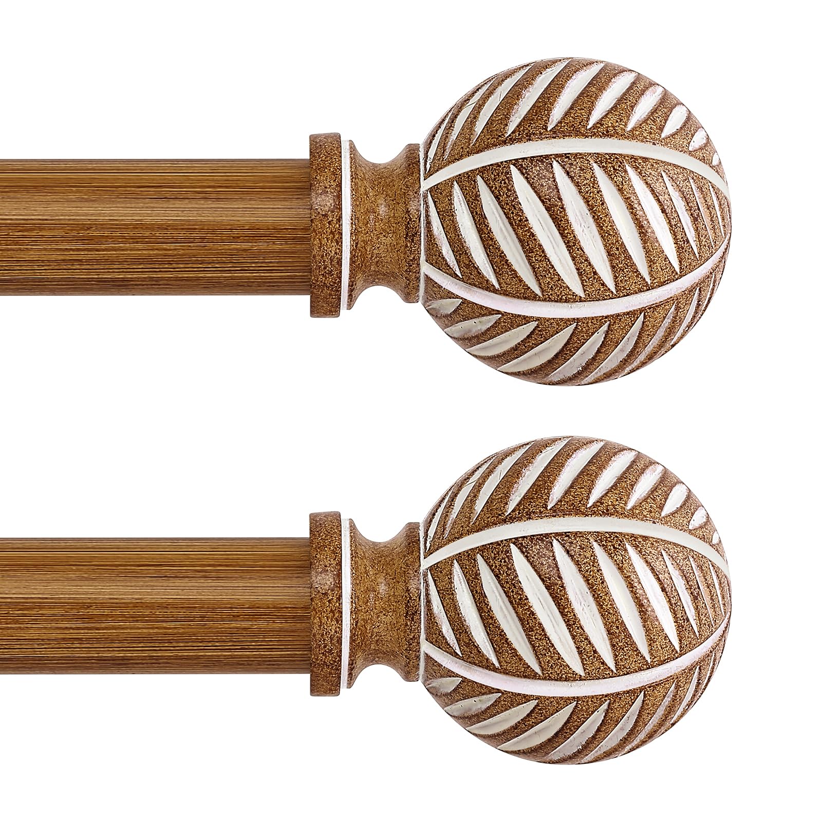 Amazon.com: HTZON 2 Pack Wood Curtain Rods 48 to 84 Inch,1 Inch Boho ...