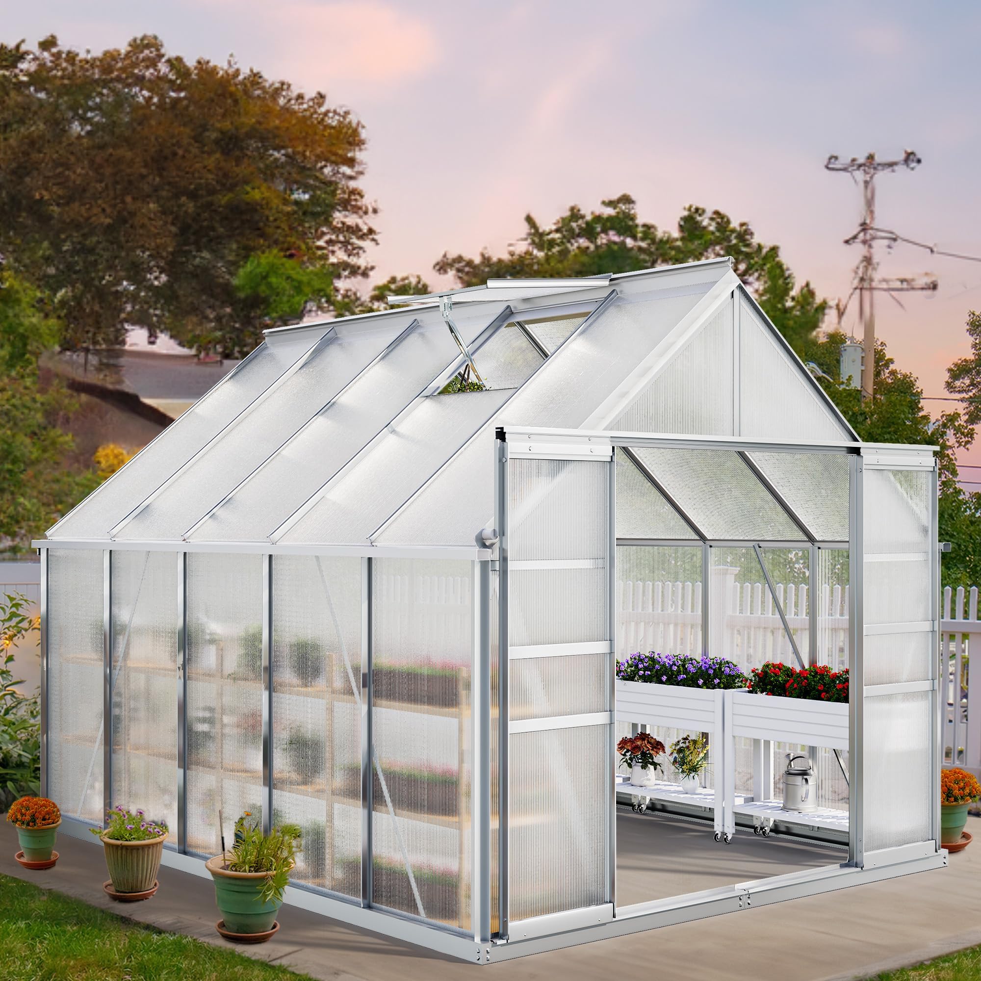 Amazon.com: Outsunny 6' x 4' Lean-to Polycarbonate Greenhouse, Walk-in ...