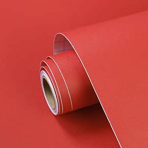 Red Peel and Stick Wallpaper Solid Red Contact Paper A Set of 15.7 ...