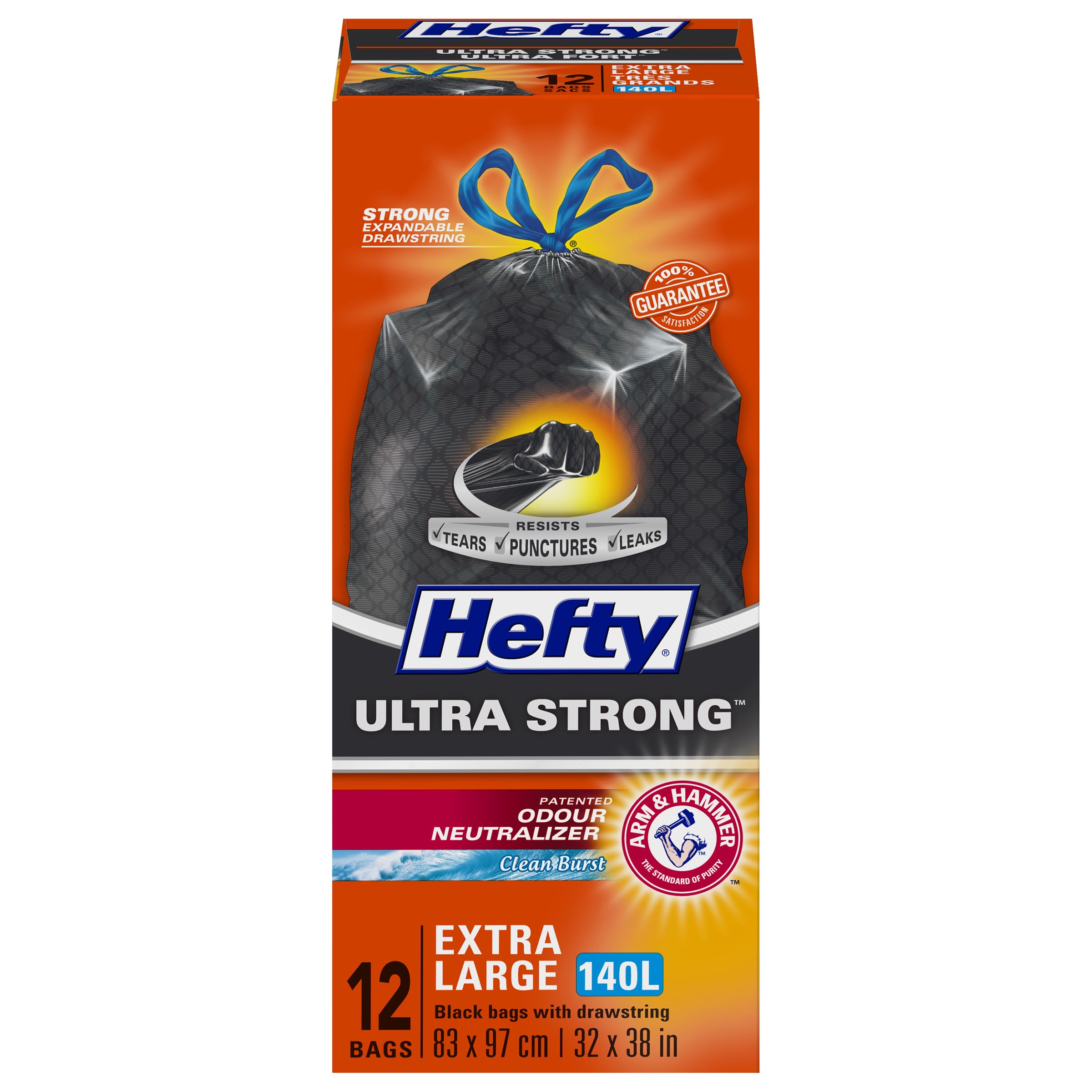 Hefty® Garbage Bags, Ultra Strong Extra Large 140 Litres Black ...