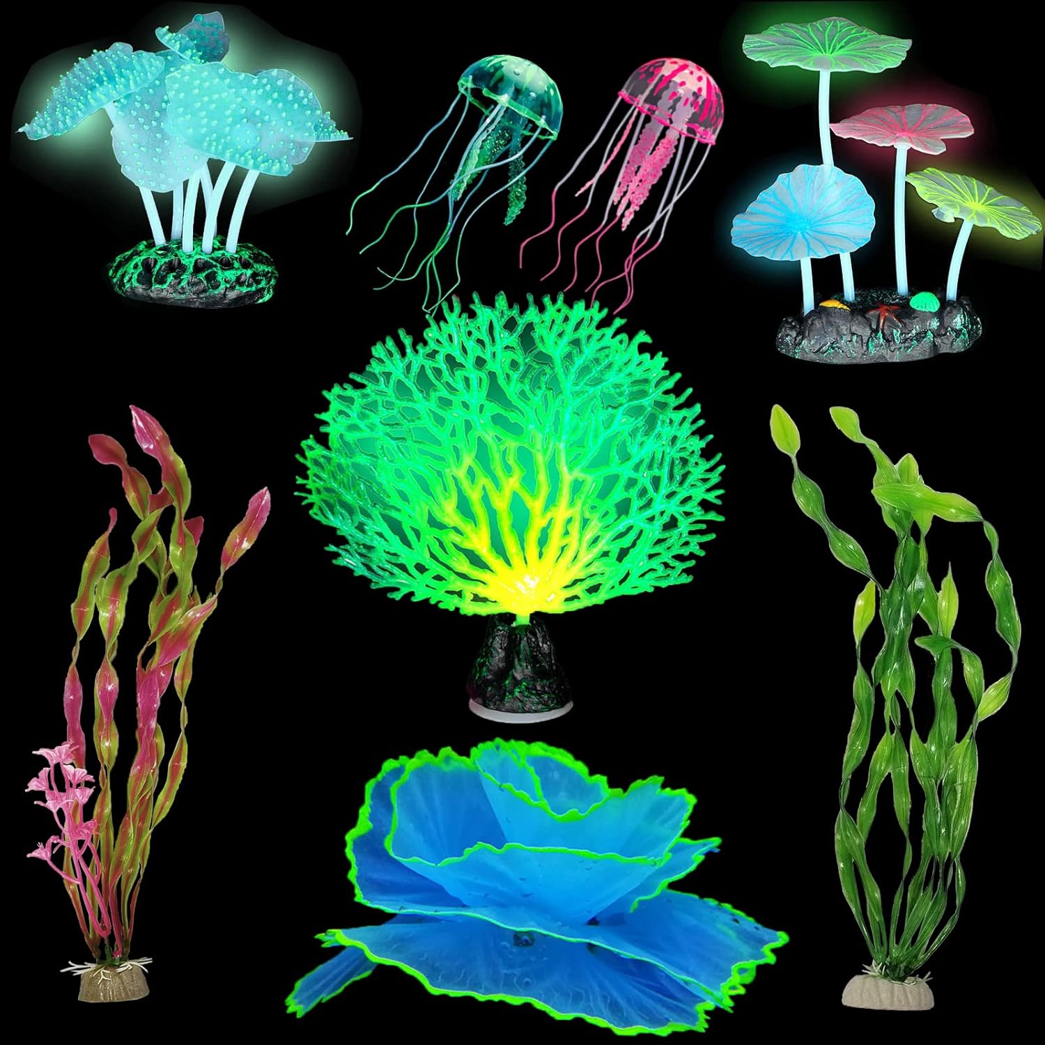 Amazon.com: XLTTONG 8 PCS Small Glowing Fish Tank Decorations Silicone ...