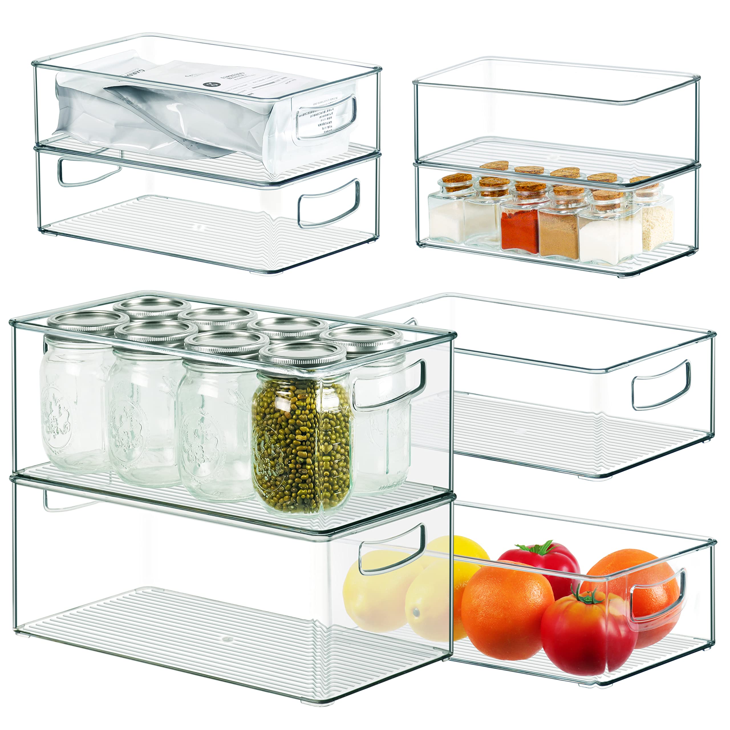 Amazon.com: Heyuzb 8 Pack Clear Freezer Organizer Bins Stackable Chest ...