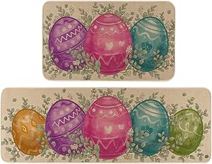 Amazon.com: Moutina Colorful Easter Eggs Easter Kitchen Rugs Set of 2 ...