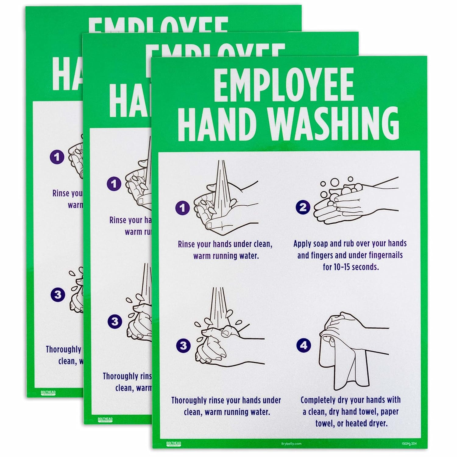 Amazon.com: Employee Hand Washing Decal, 3 Signs - Public Restroom or ...