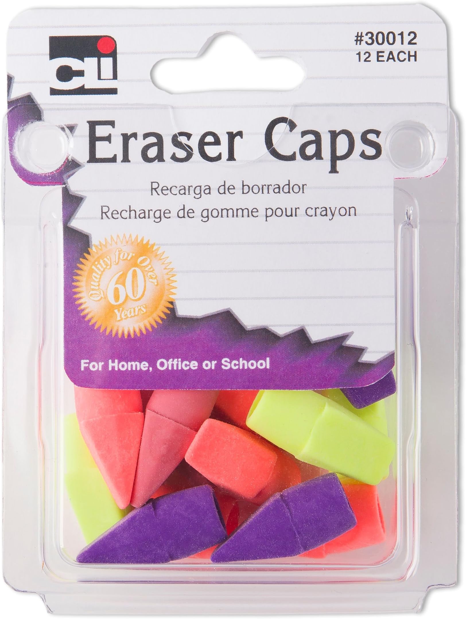 Amazon.com : Staples Cap Erasers, Pack of 12 : Pencil Top Erasers ...