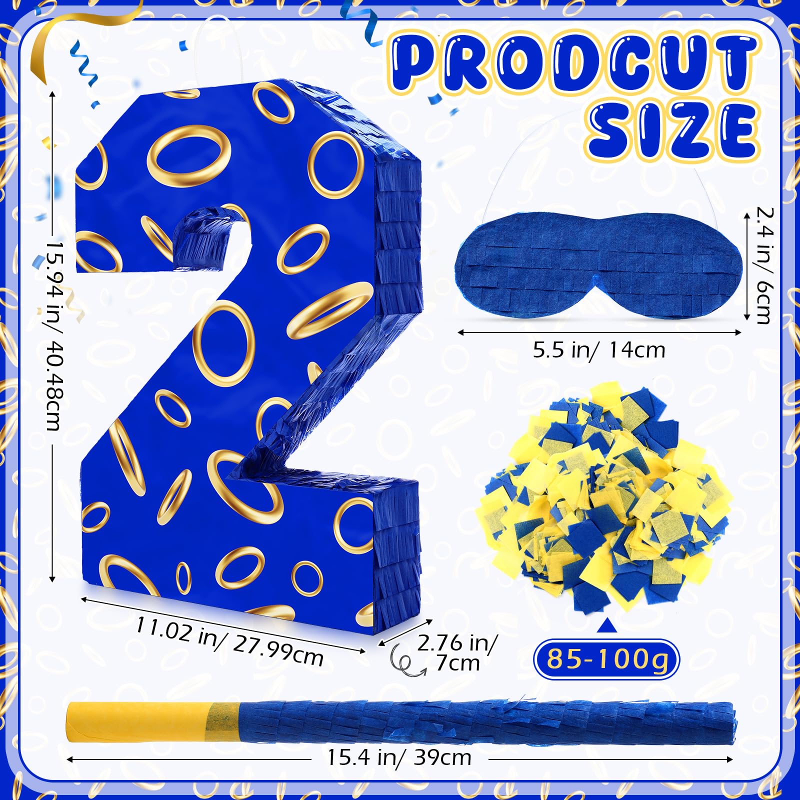 Snapklik.com : Simgoing Blue And Golden Rings Pinata For Birthday ...