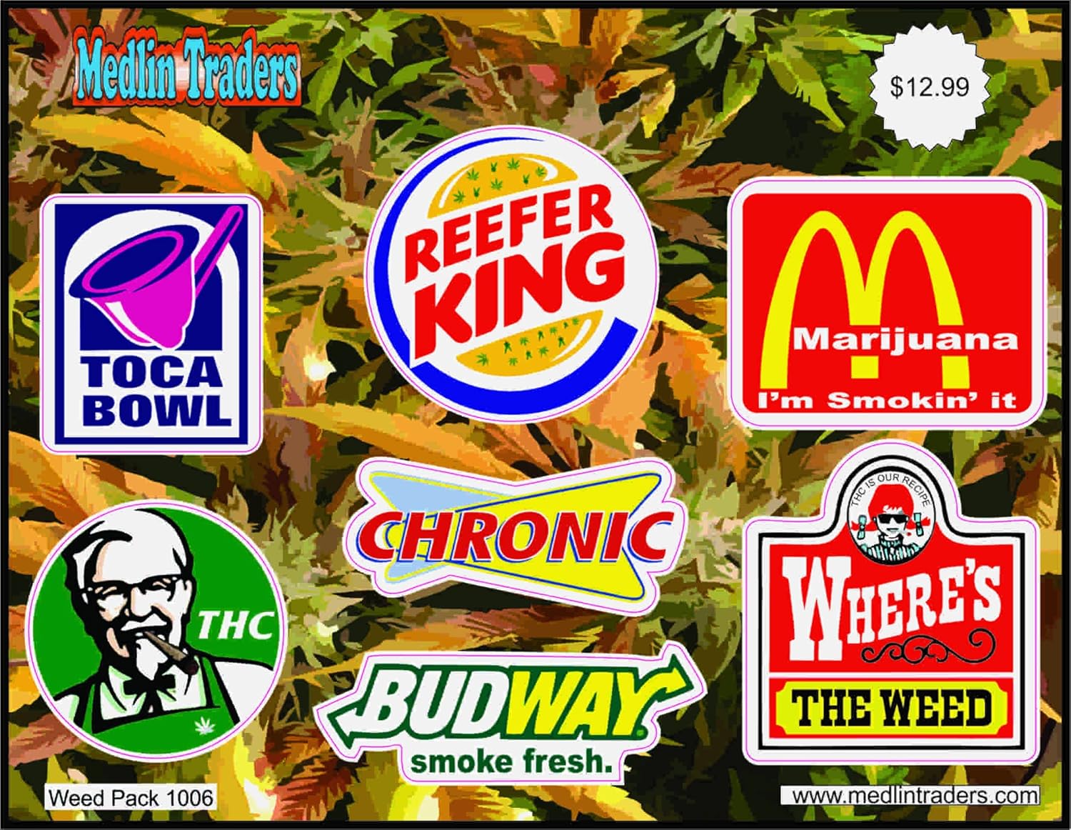 Amazon.com: Medlin Traders 420 Lot/Pack of Stickers/Decals - Weed Pot ...