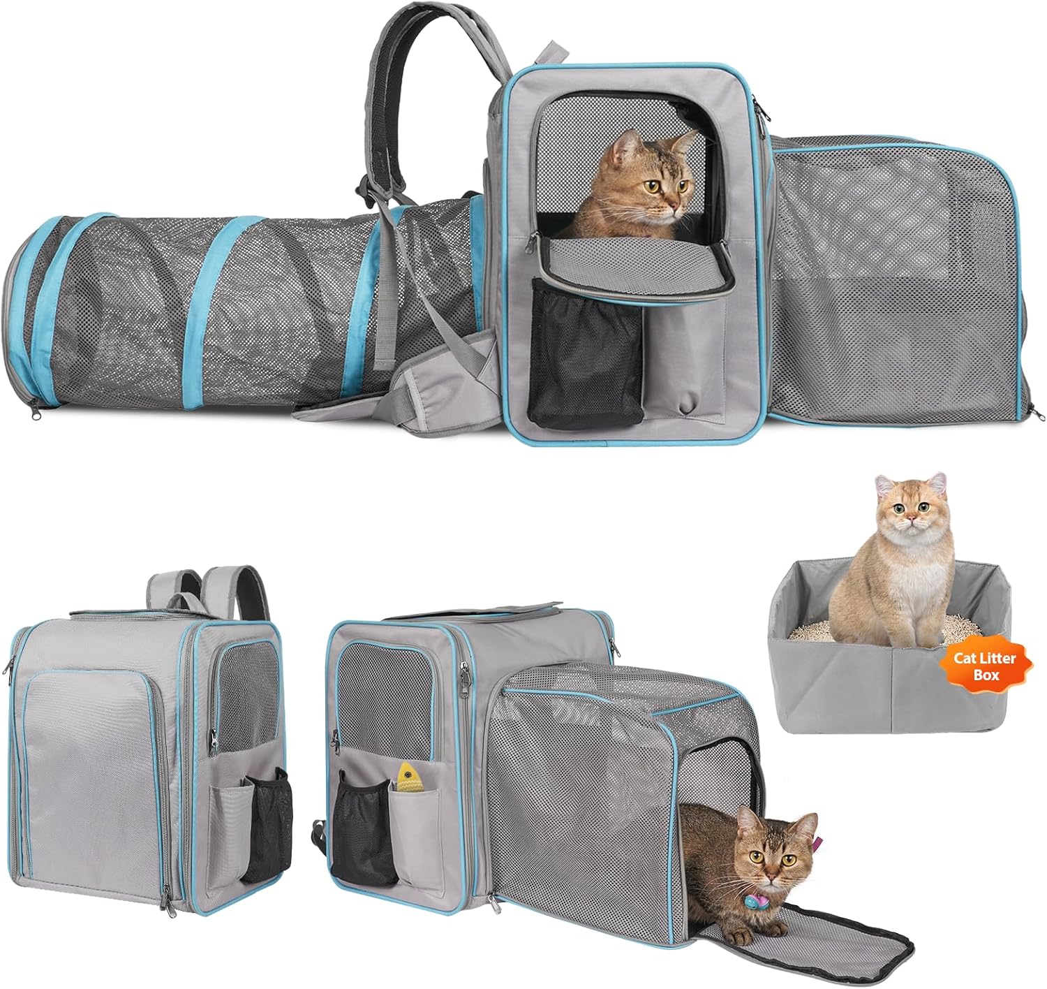 Amazon.com : LitaiL Cat Backpack Carrier with Litter Box, Expandable ...