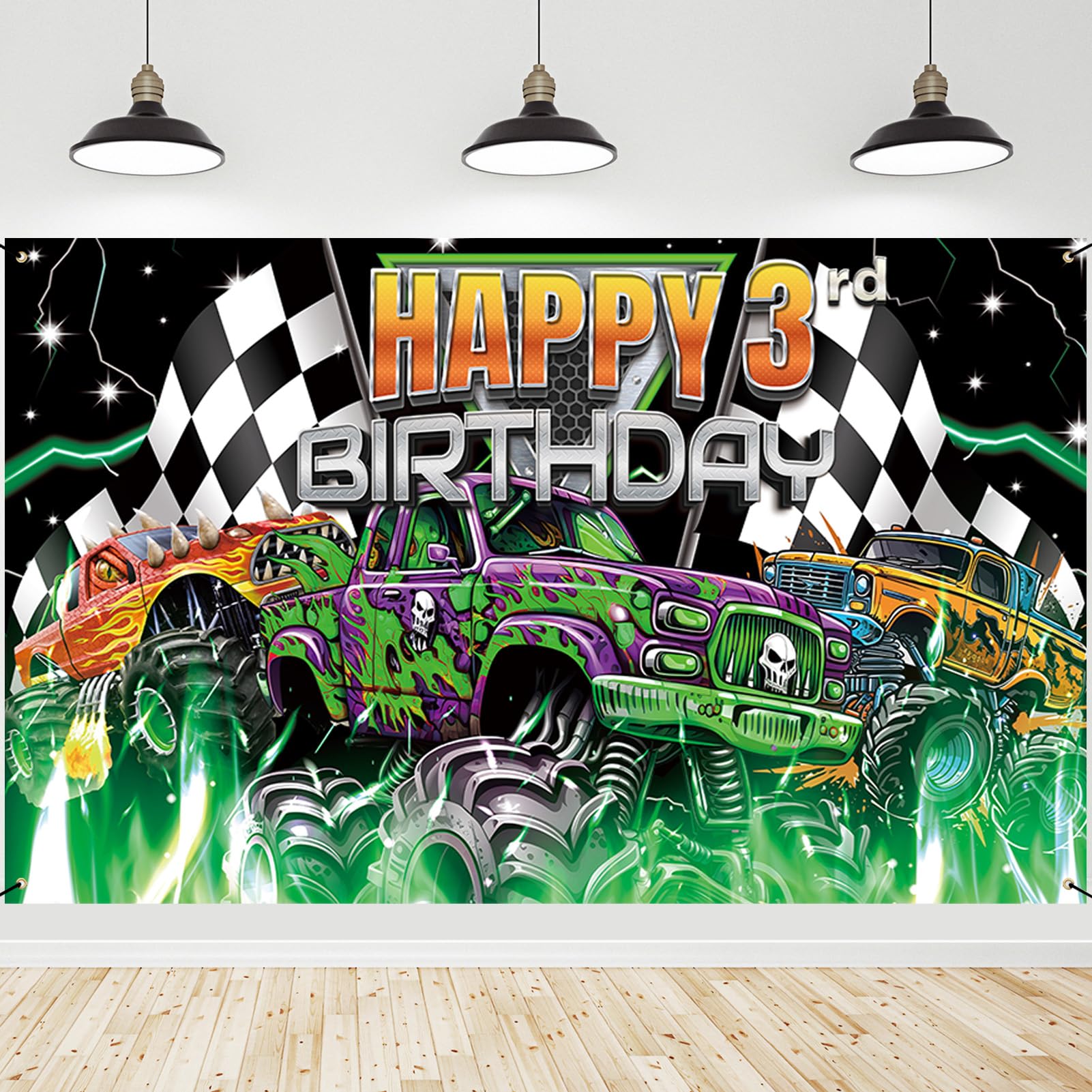 Amazon.com: Roetyce 3rd Birthday Decorations for Boys, Monster Truck ...