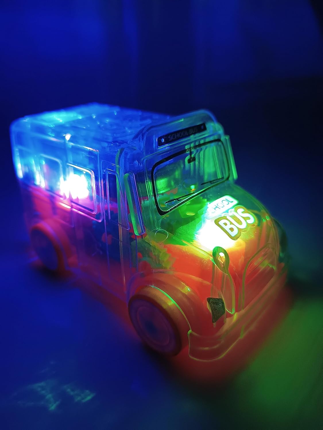 Buy Interactive Transparent Mini School Bus Toy with Tinkling Sound and ...