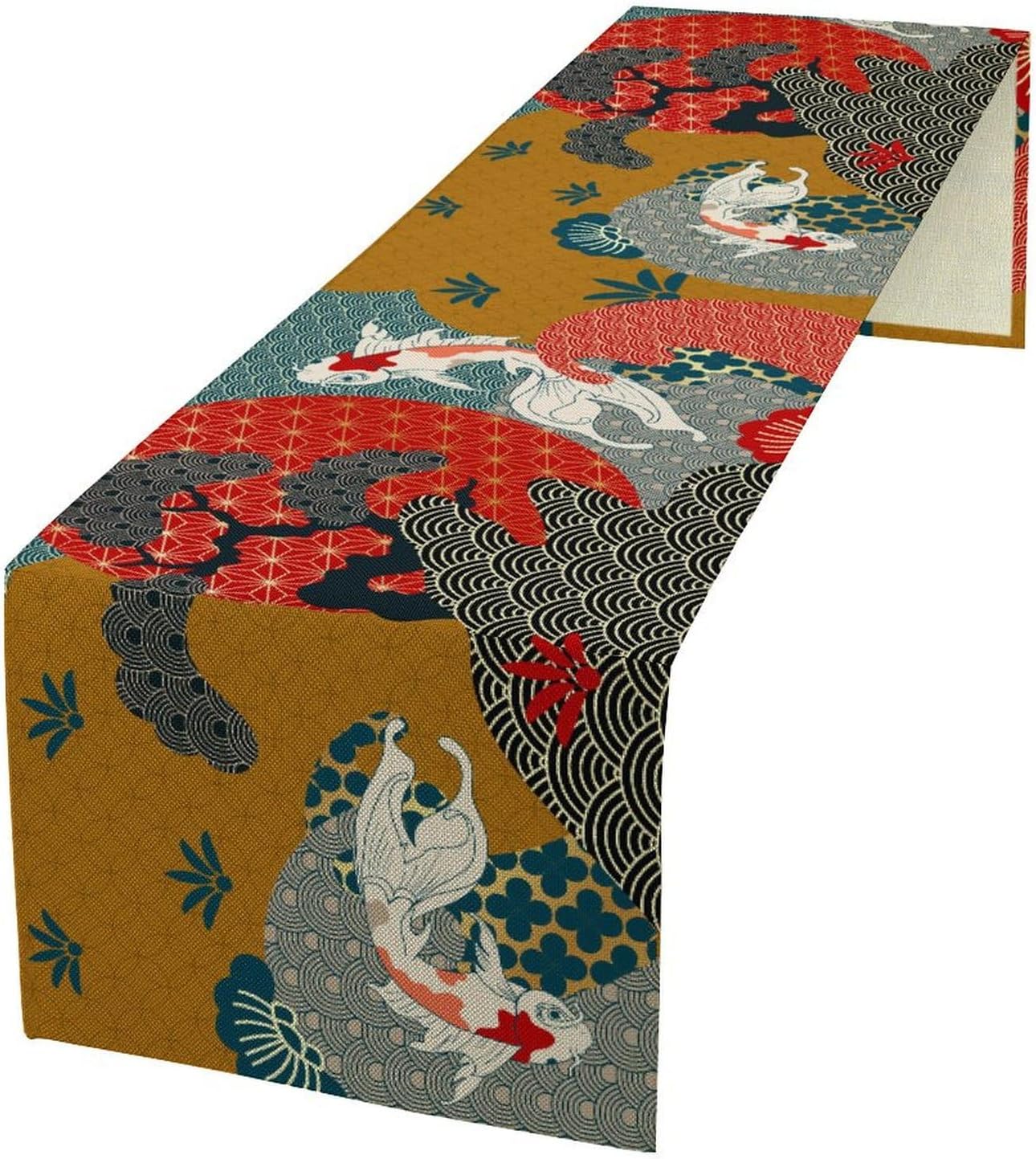Amazon.com: ShiTingYu Japanese Koi Table Runner, Luxury Asian Style ...