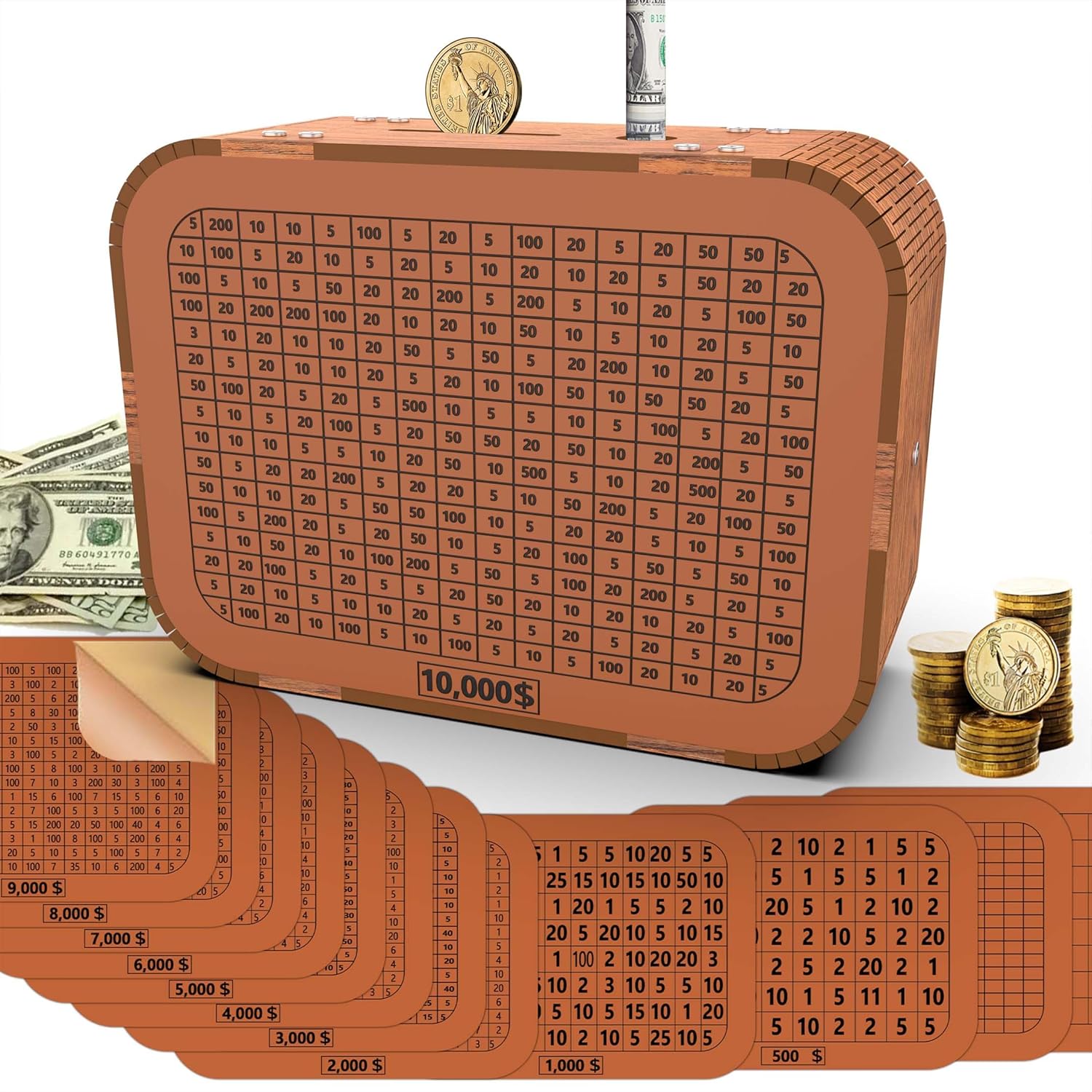 Amazon.com: Money Saving Box, Cash Vault Wooden Savings Challenge Box ...