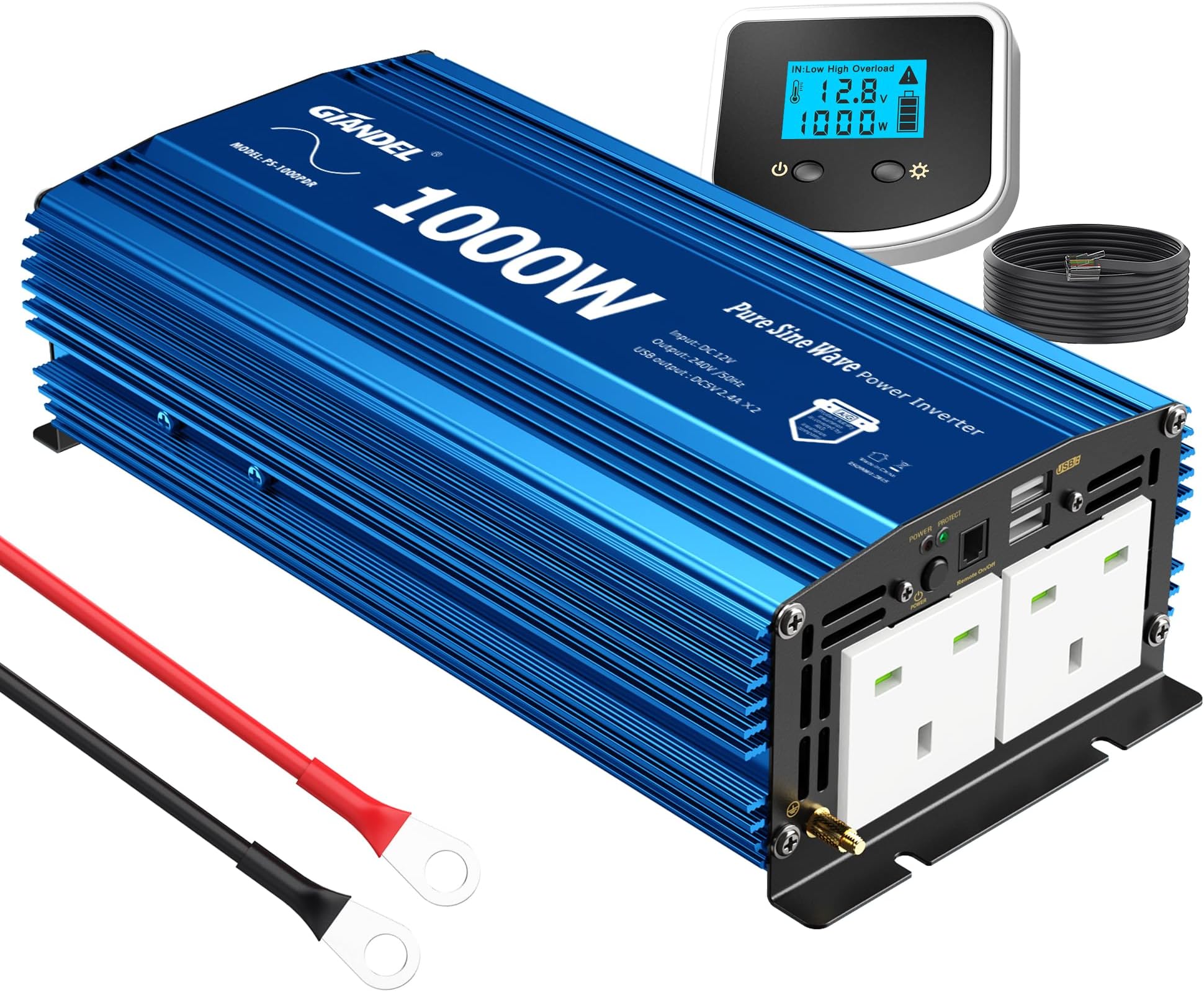 Renogy 1000W 12V to 240V Pure Sine Wave Inverter & UPS Function 1000 ...