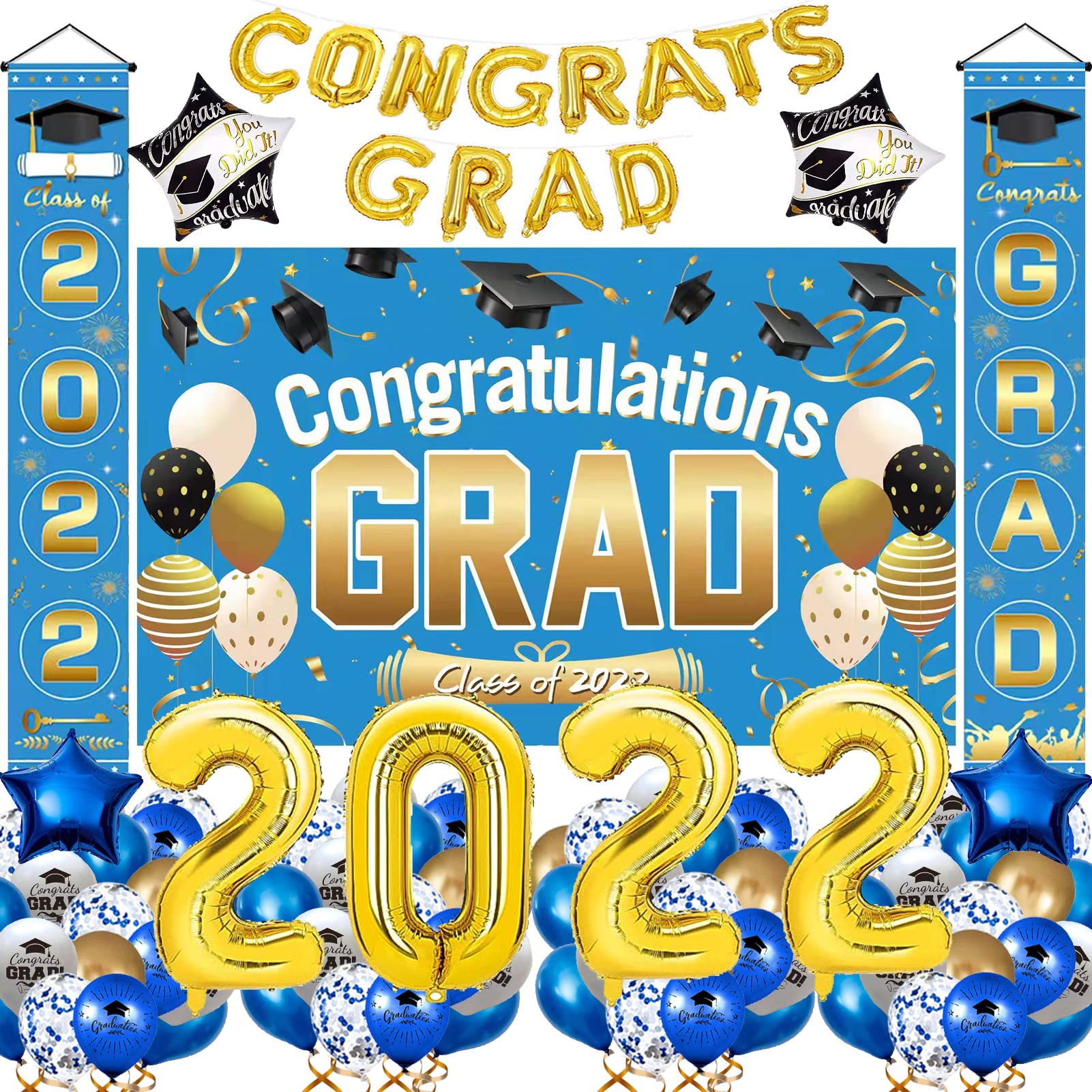 Buy Graduation Decorations 2022 - Blue and Gold Graduation Party ...