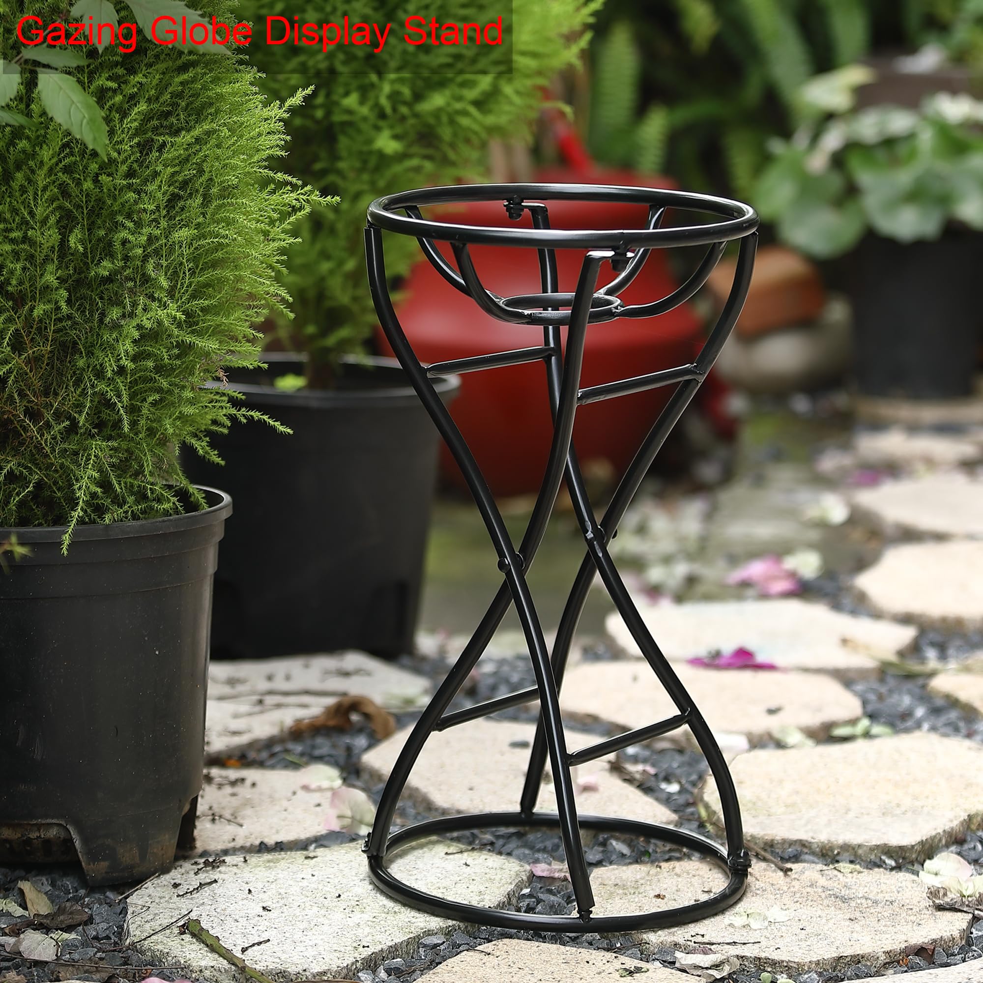 Gazing Balls 16" Tall Black Metal Gazing Ball Stand For 10-12" Globes ...