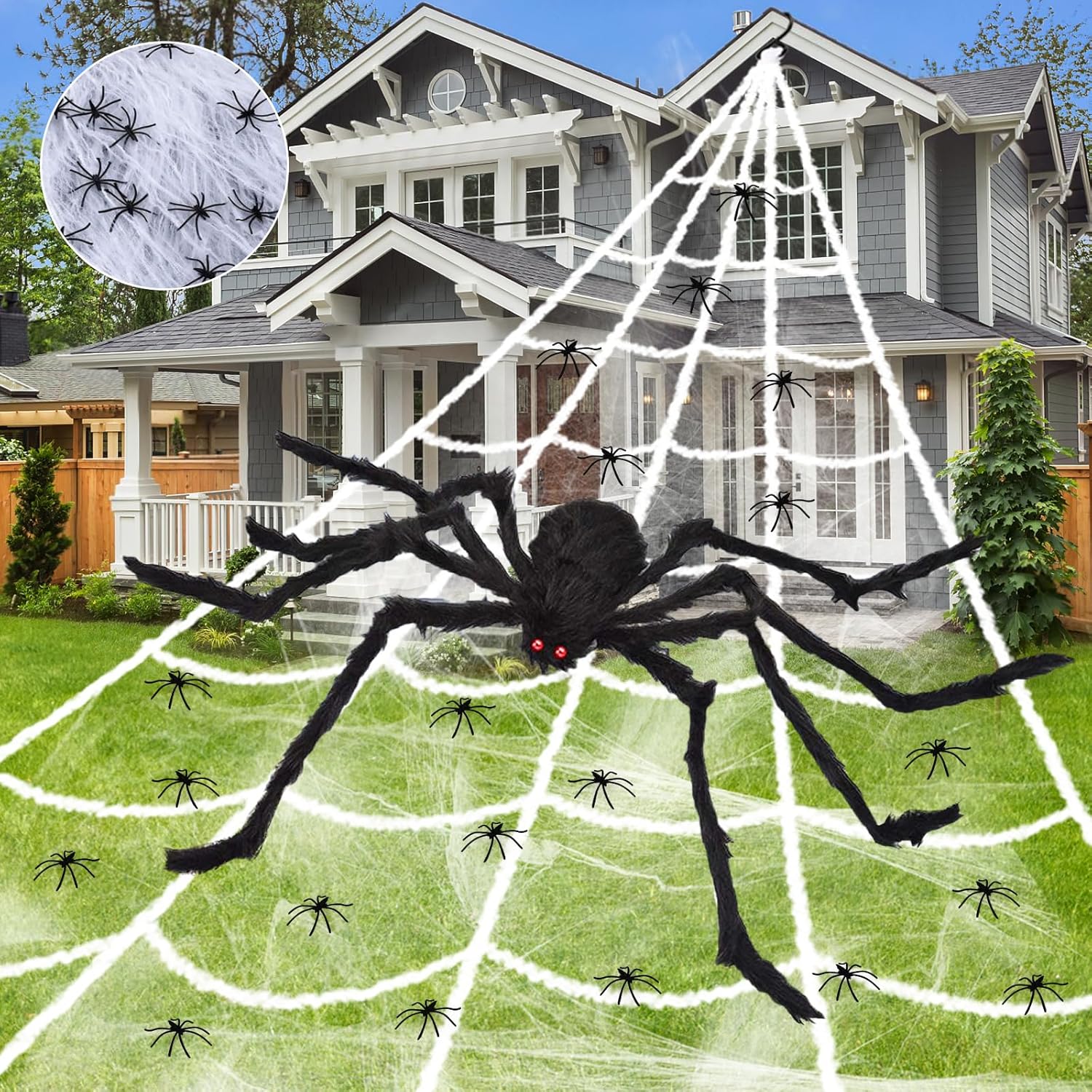 Amazon.com : daboot Halloween Spider Web Decorations Outdoor - 200 ...