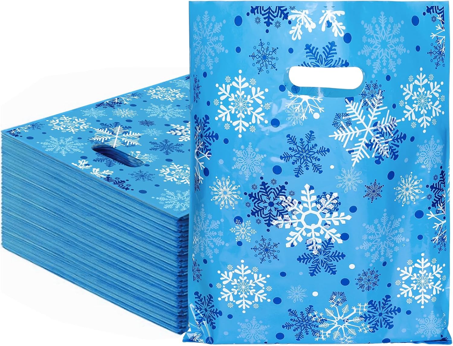 Amazon.com: JarThenaAMCS 100Pcs Snowflake Plastic Bags Snowflake Winter ...